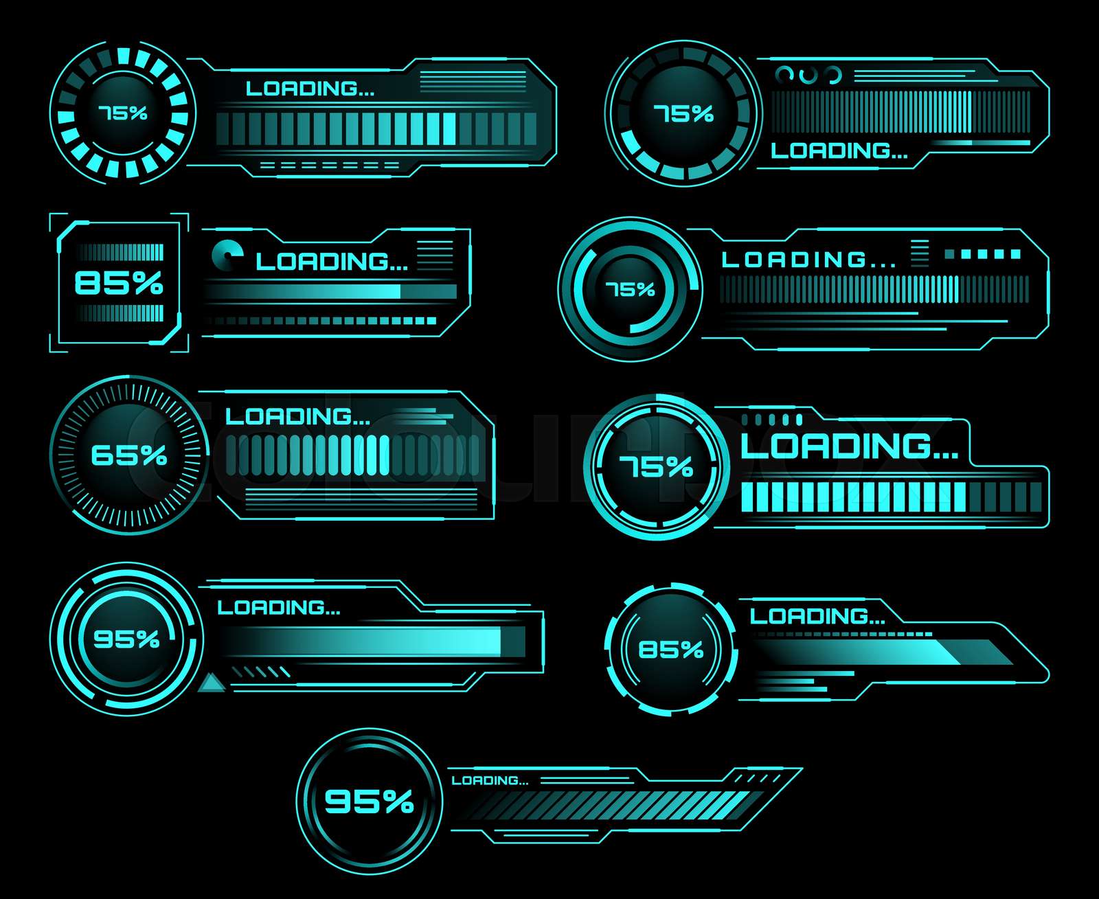 HUD loading progress bars, Sci Fi vector interface | Stock vector ...