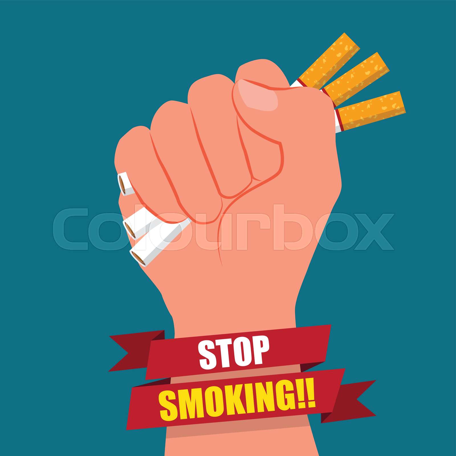Cigarettes in fist hand. giving up smoking. stop smoking concept. May ...