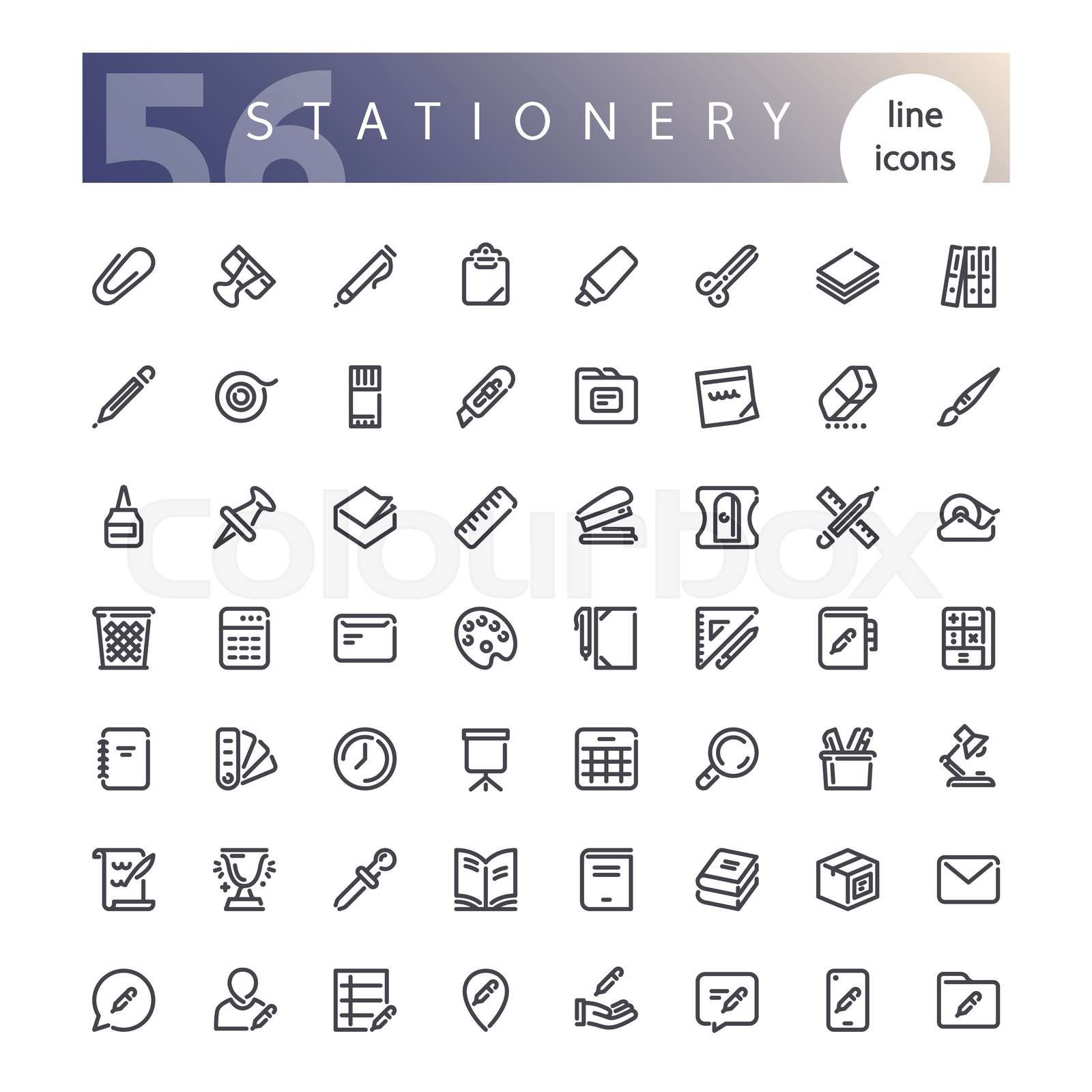 Stationery Icons Set | Stock vector | Colourbox