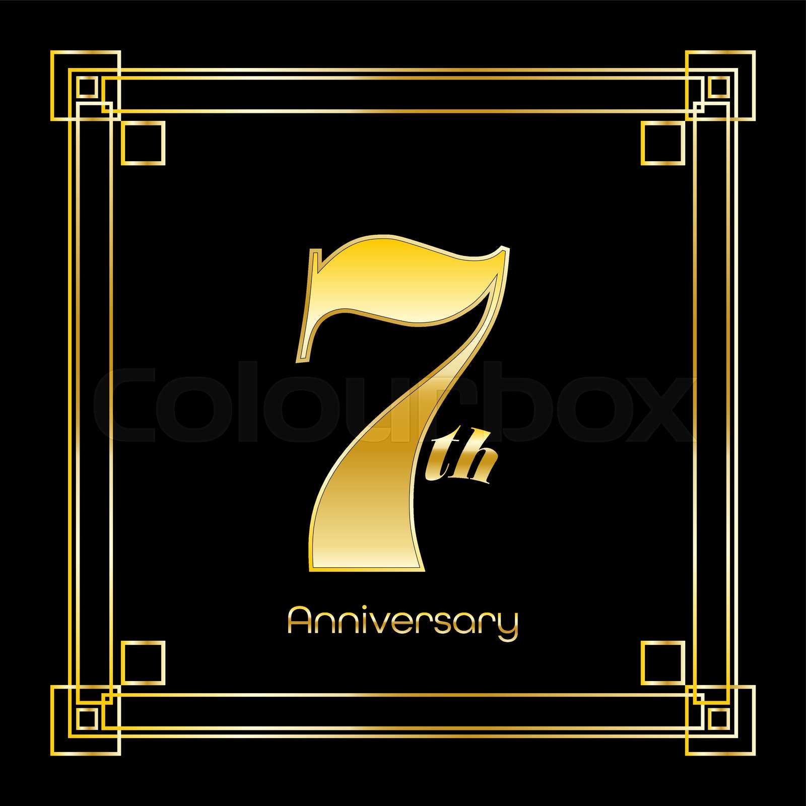 Number Seven Logo Design With Square Ornament, luxury golden design ...