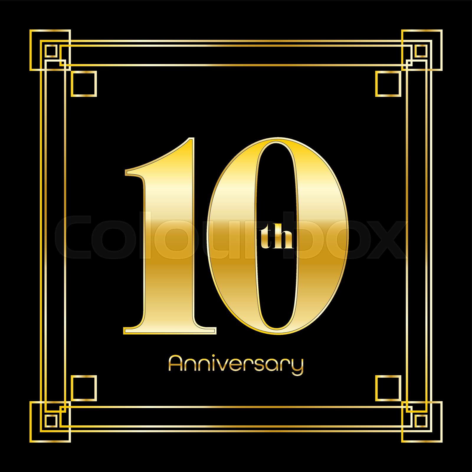 Number Ten Logo Design With Square Ornament, luxury golden design ...