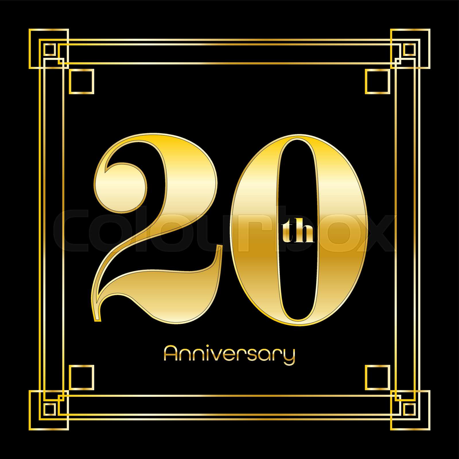 Number Twenty Logo Design With Square Ornament, luxury golden design ...