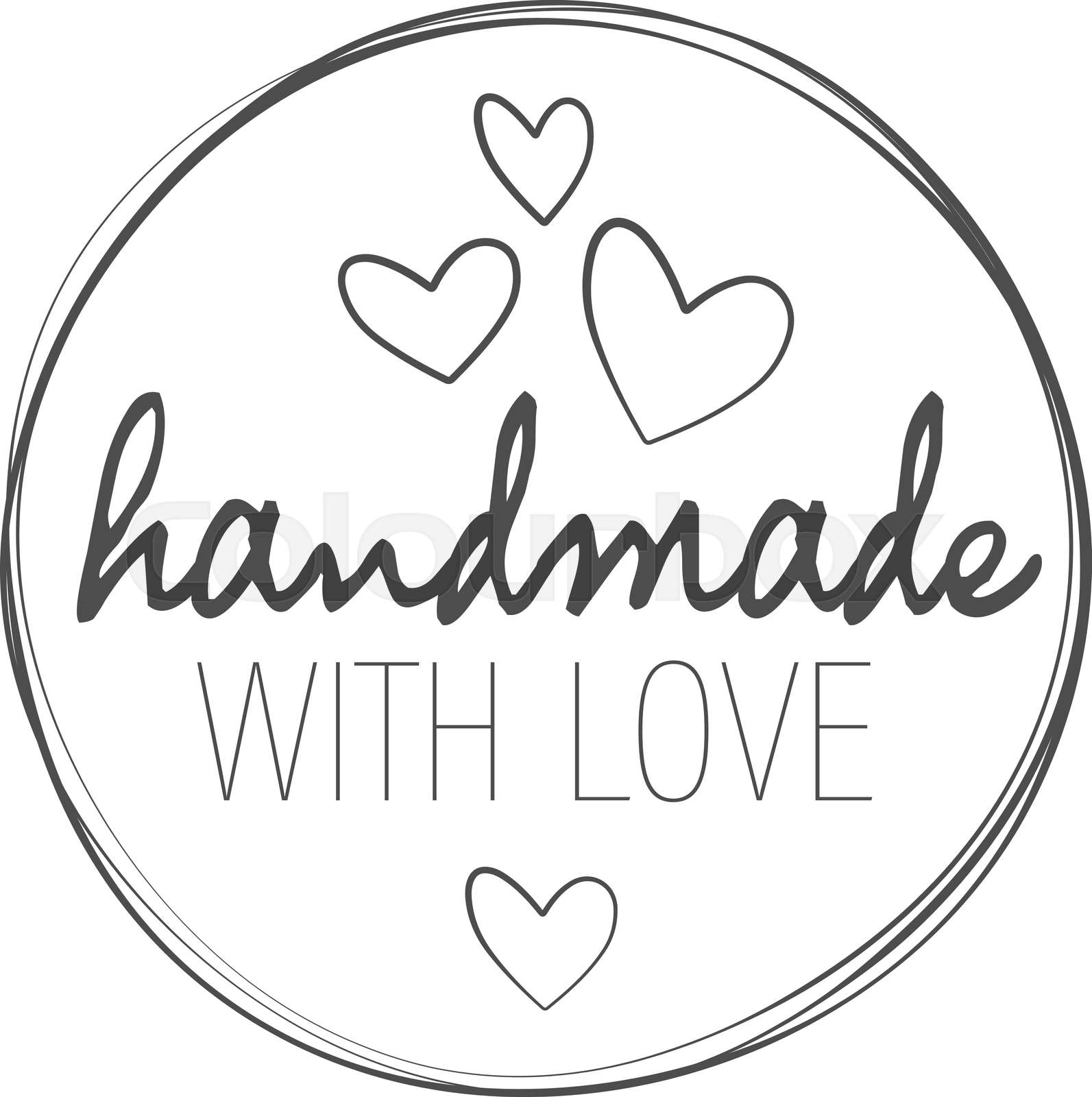 round HANDMADE WITH LOVE sticker | Stock vector | Colourbox