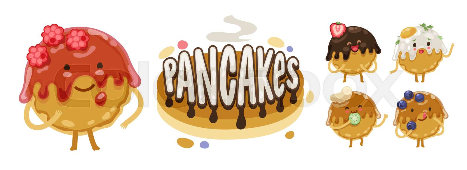Pancakes Emoji Set | Stock vector | Colourbox
