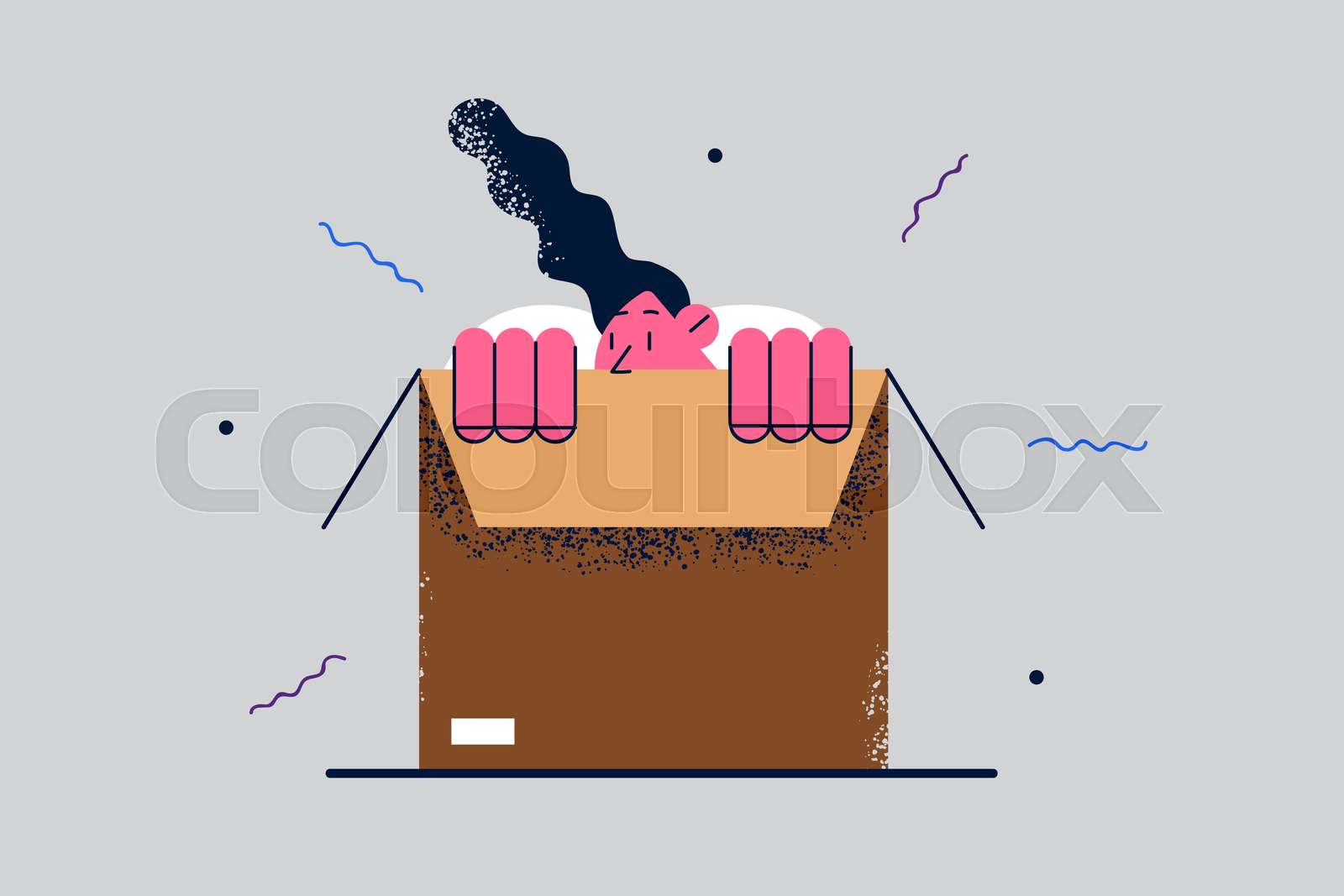 Hiding and parcel package concept | Stock vector | Colourbox