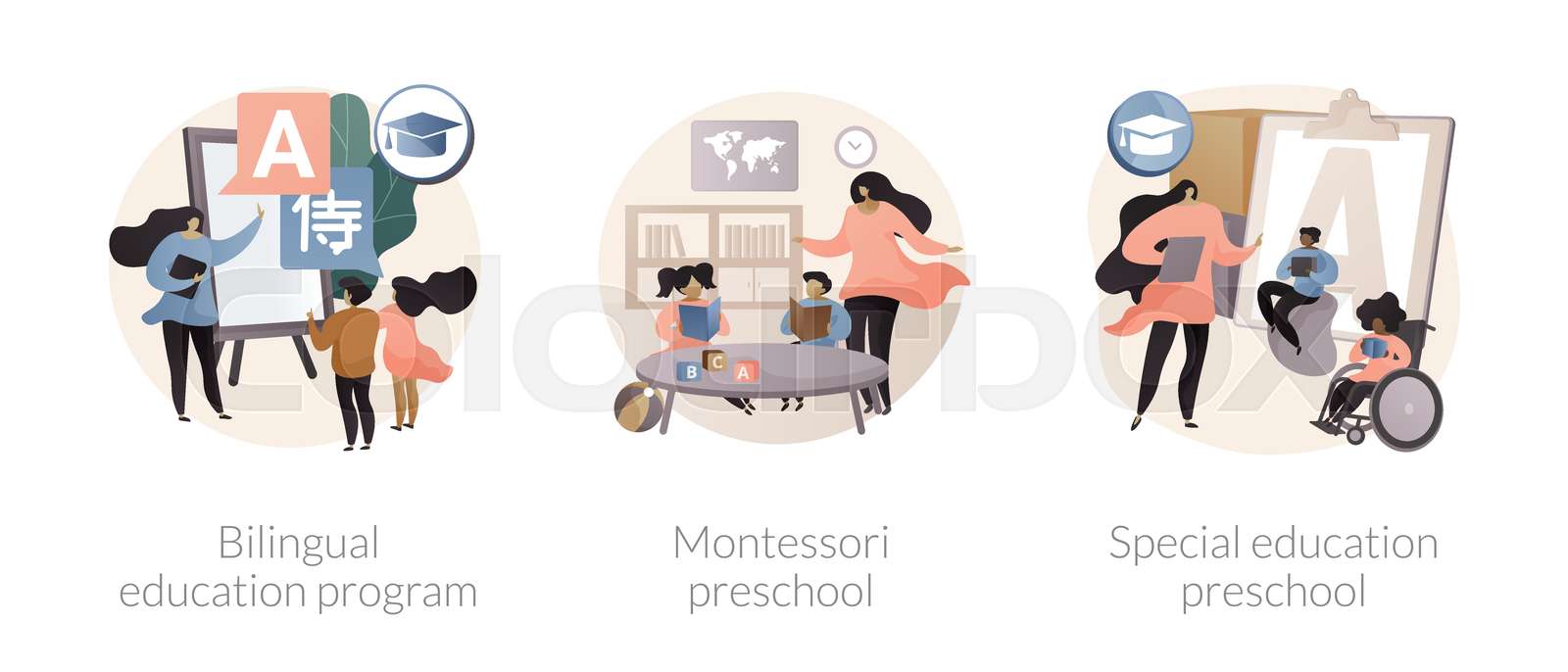 Early education program abstract concept vector illustrations. | Stock ...