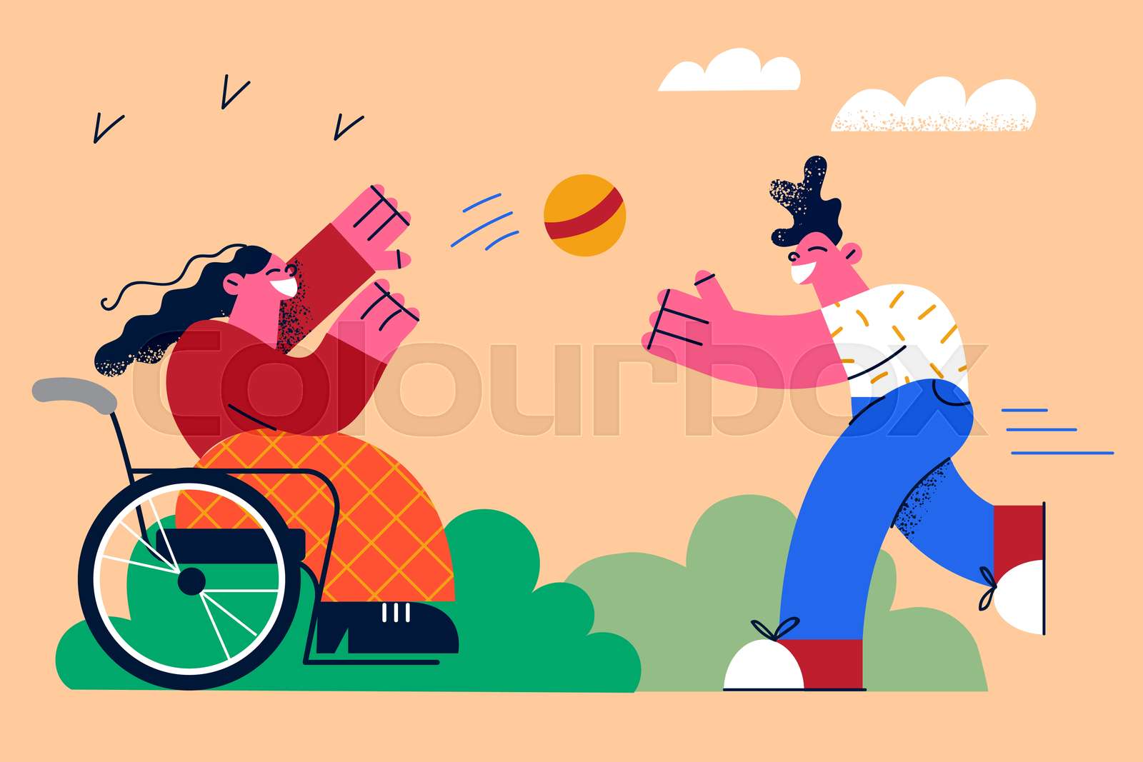Happy lifestyle of disabled people concept | Stock vector | Colourbox