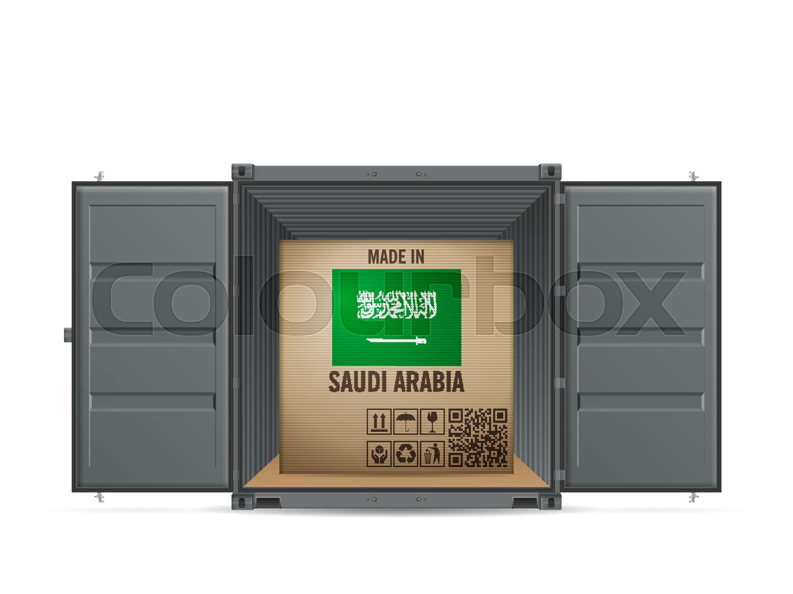 Cardboard box Saudi Arabia in cargo container | Stock vector | Colourbox