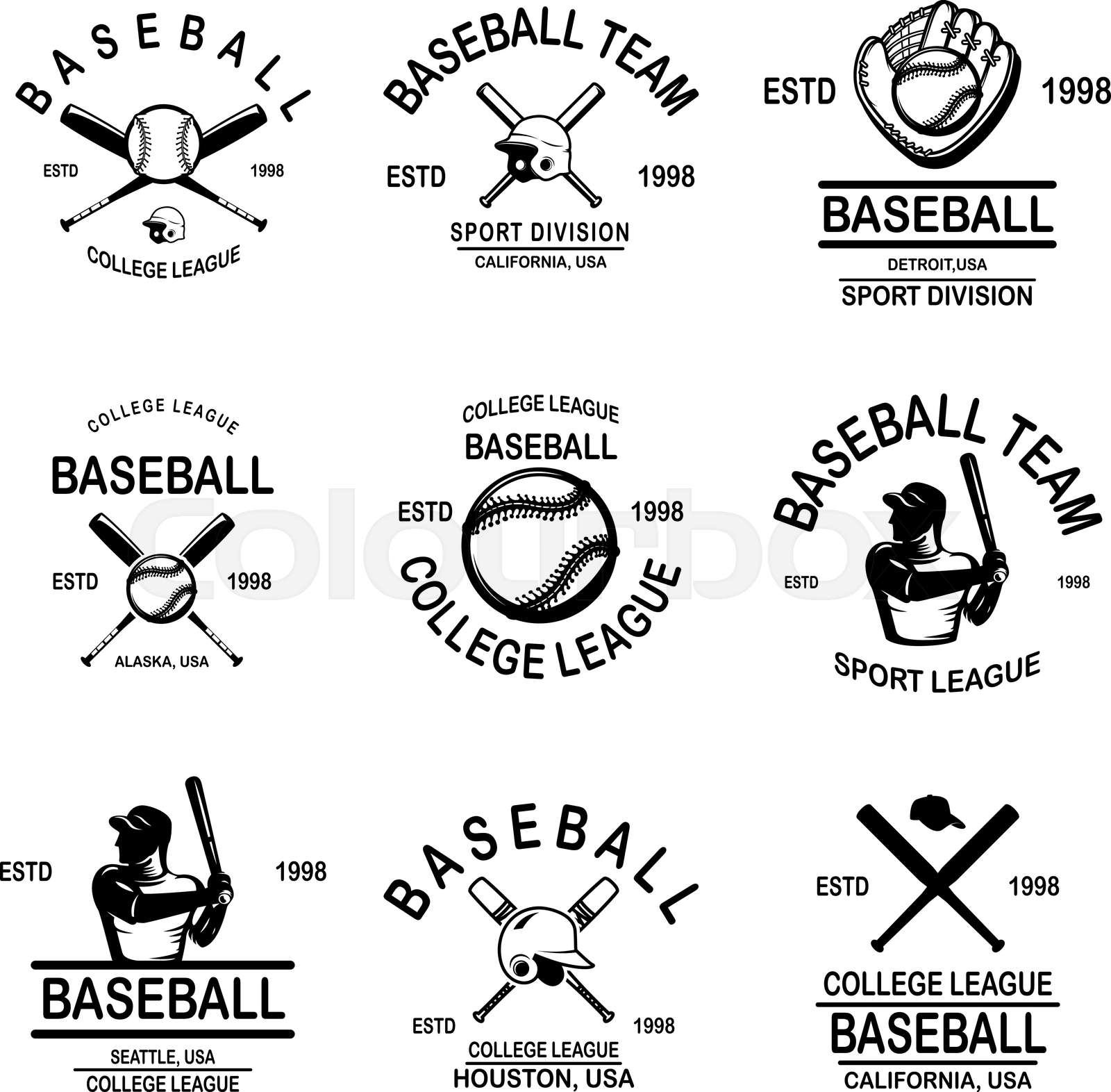Set of baseball emblems. Design element for logo, label, sign, poster ...