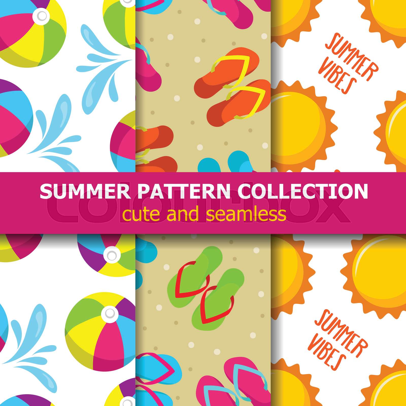 summer pattern collection. Beach theme. Summer banner | Stock vector ...