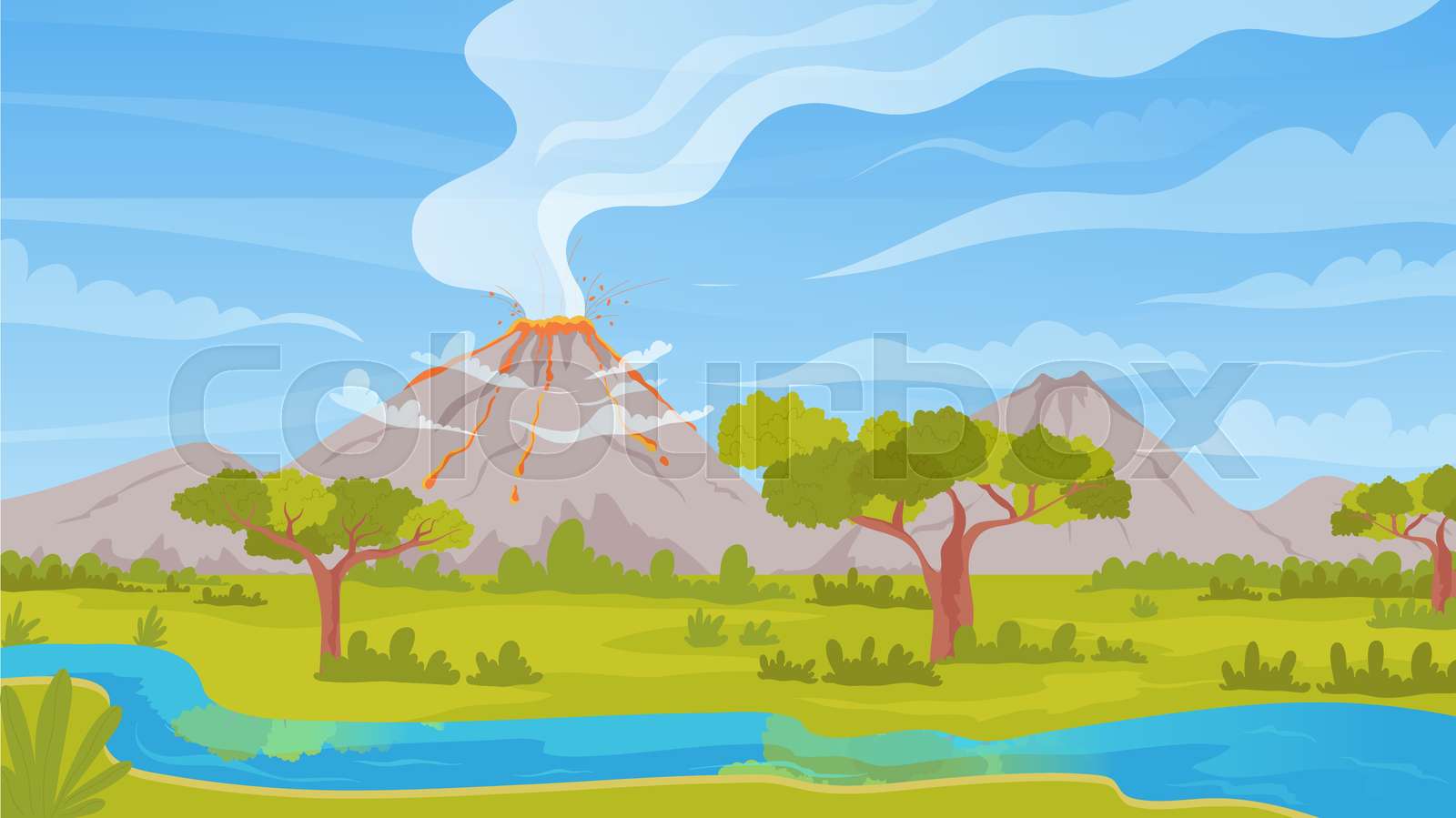 natur, vulkan, sted | Stock vektor | Colourbox