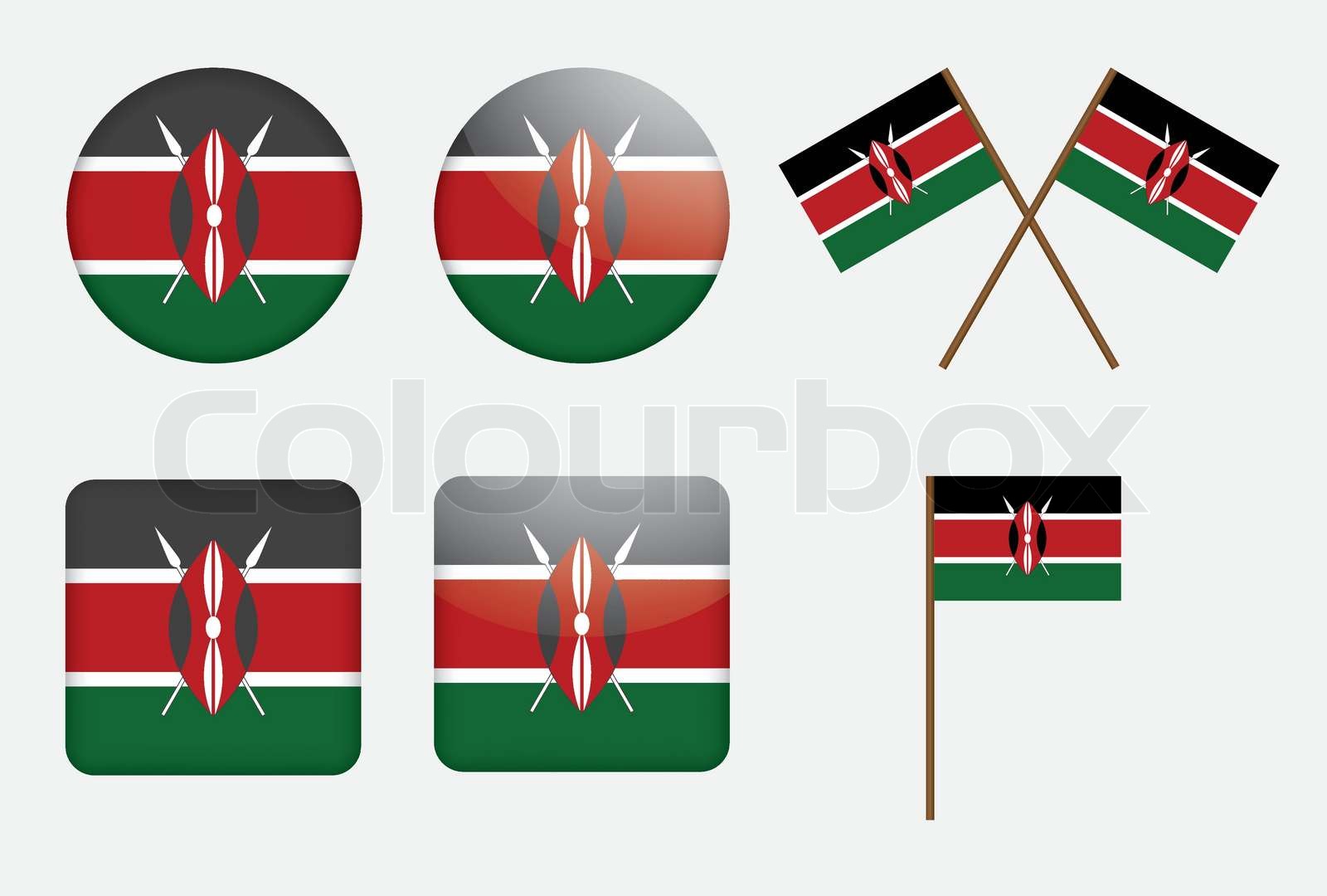 set of badges with flag of Kenya vector illustration | Stock vector ...
