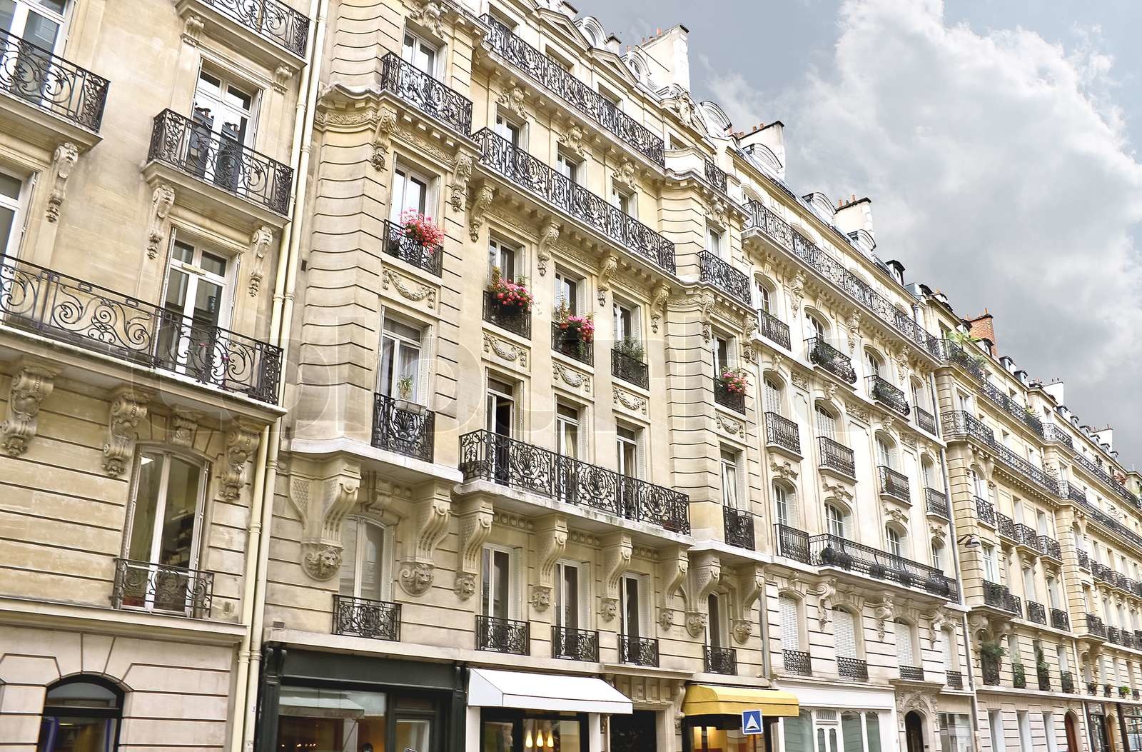 Facade of a traditional building in downtown Paris, France | Stock ...