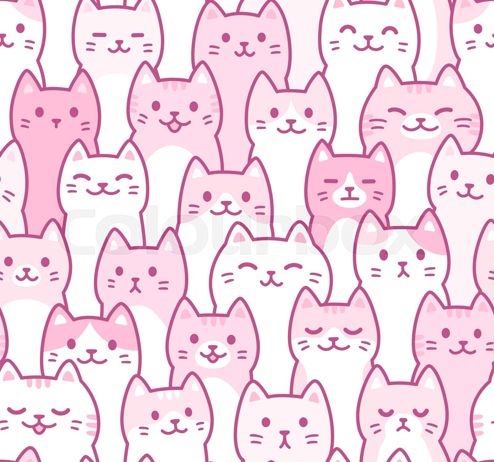 Cute cartoon pink cat pattern | Stock vector | Colourbox