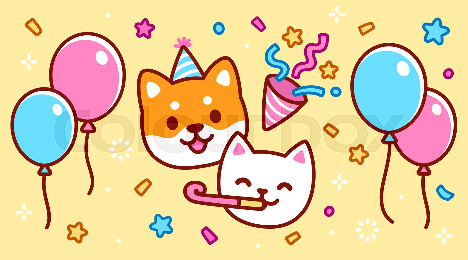 Cartoon party celebration characters | Stock vector | Colourbox