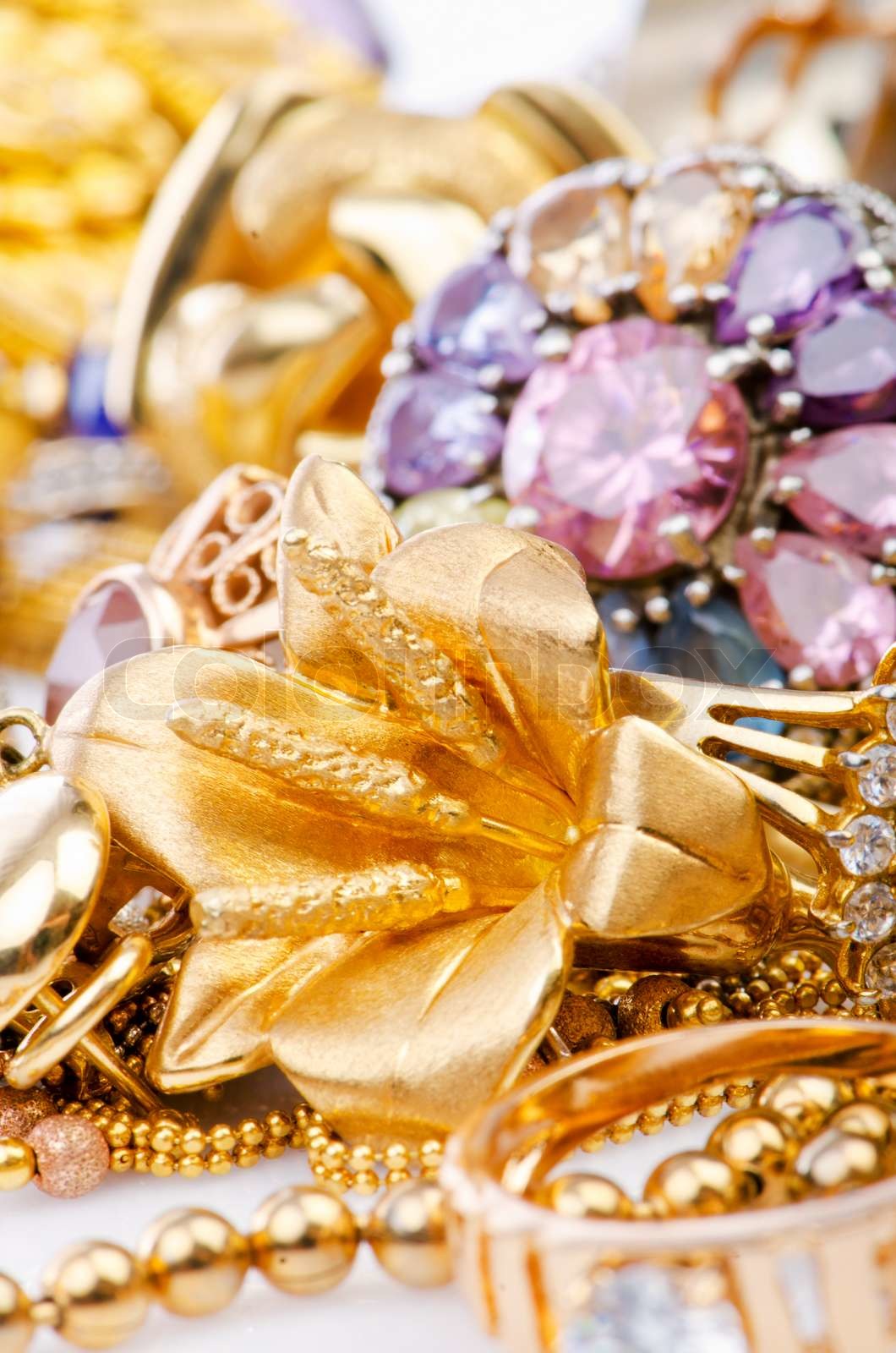 Large collection of gold jewellery | Stock image | Colourbox