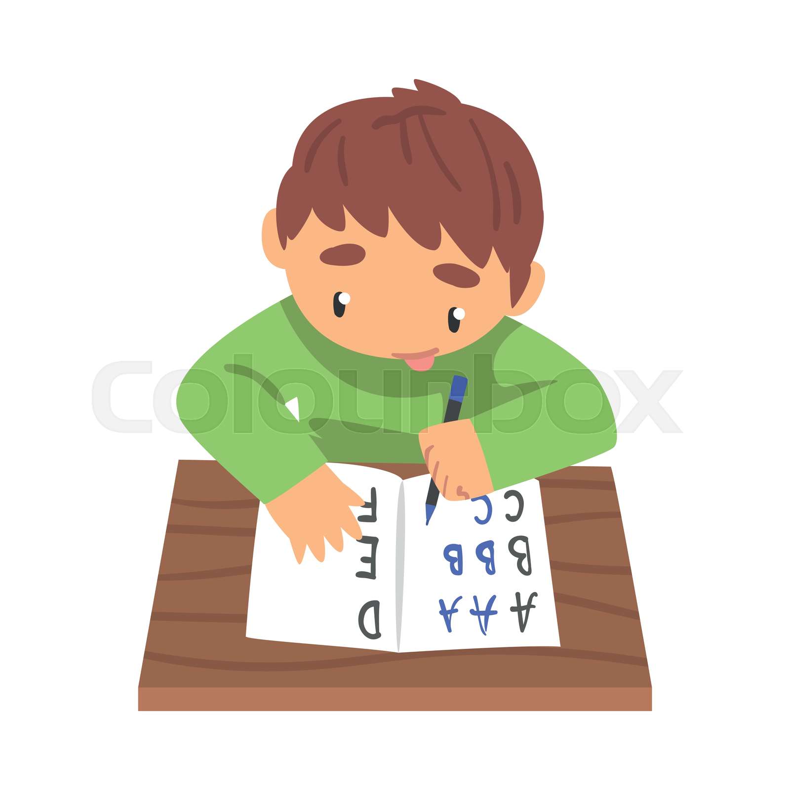 Adorable Little Boy Learning to Write, Elementary School Student ...