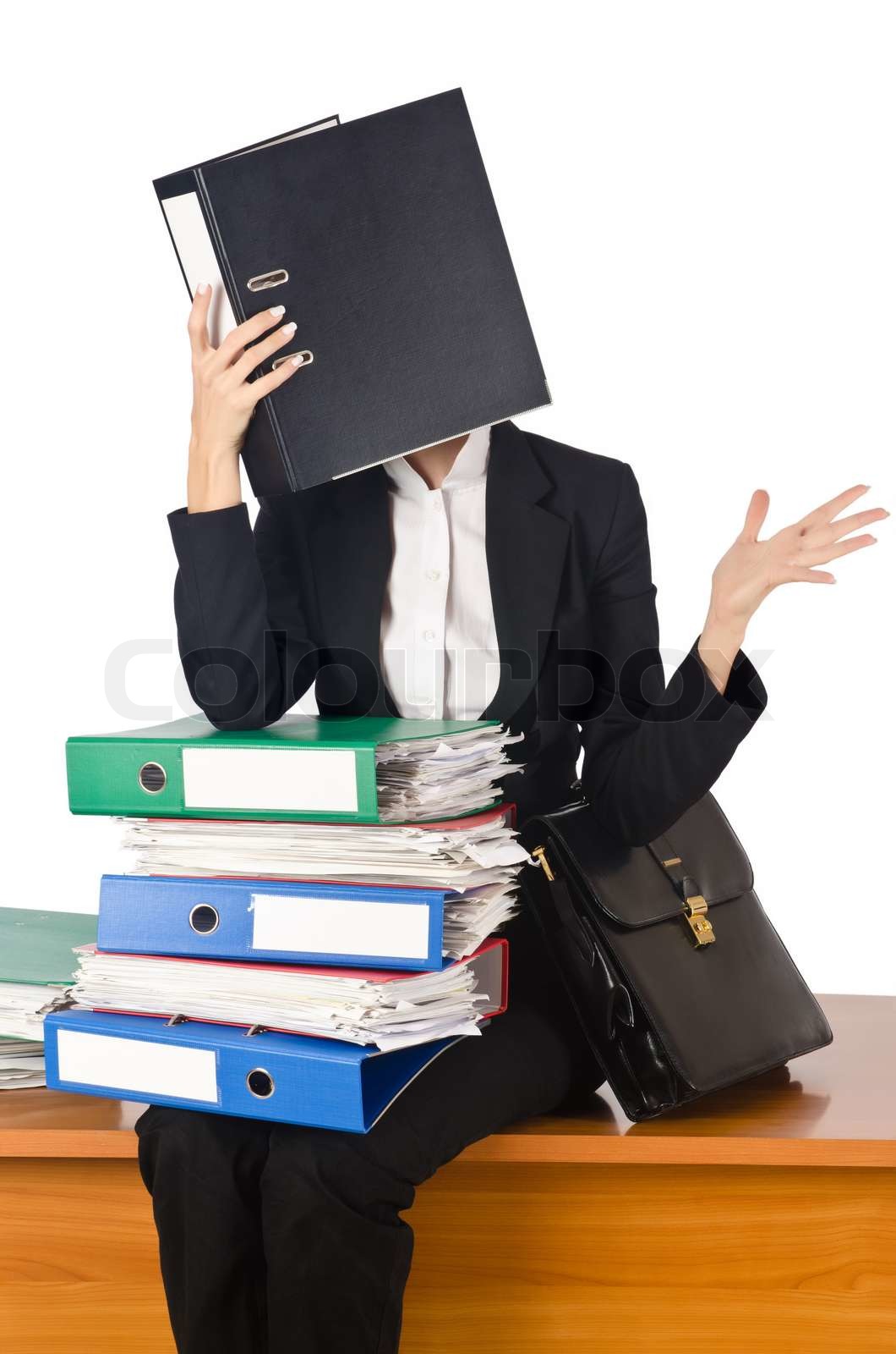 Woman with lots of work | Stock image | Colourbox