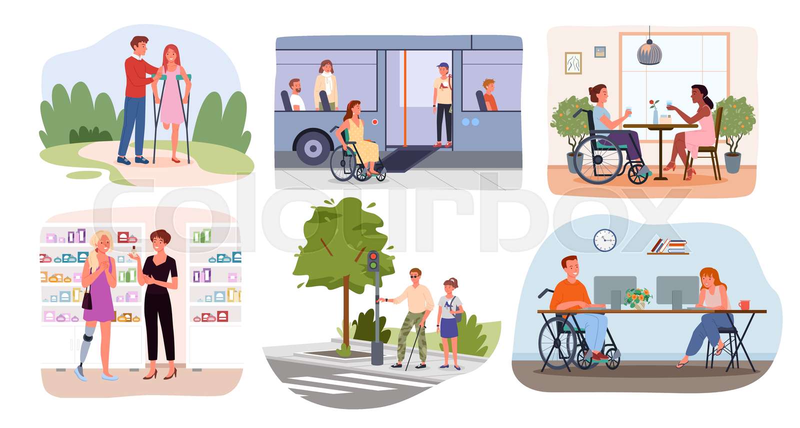 Disabled handicap people in lifestyle scenes, world international ...