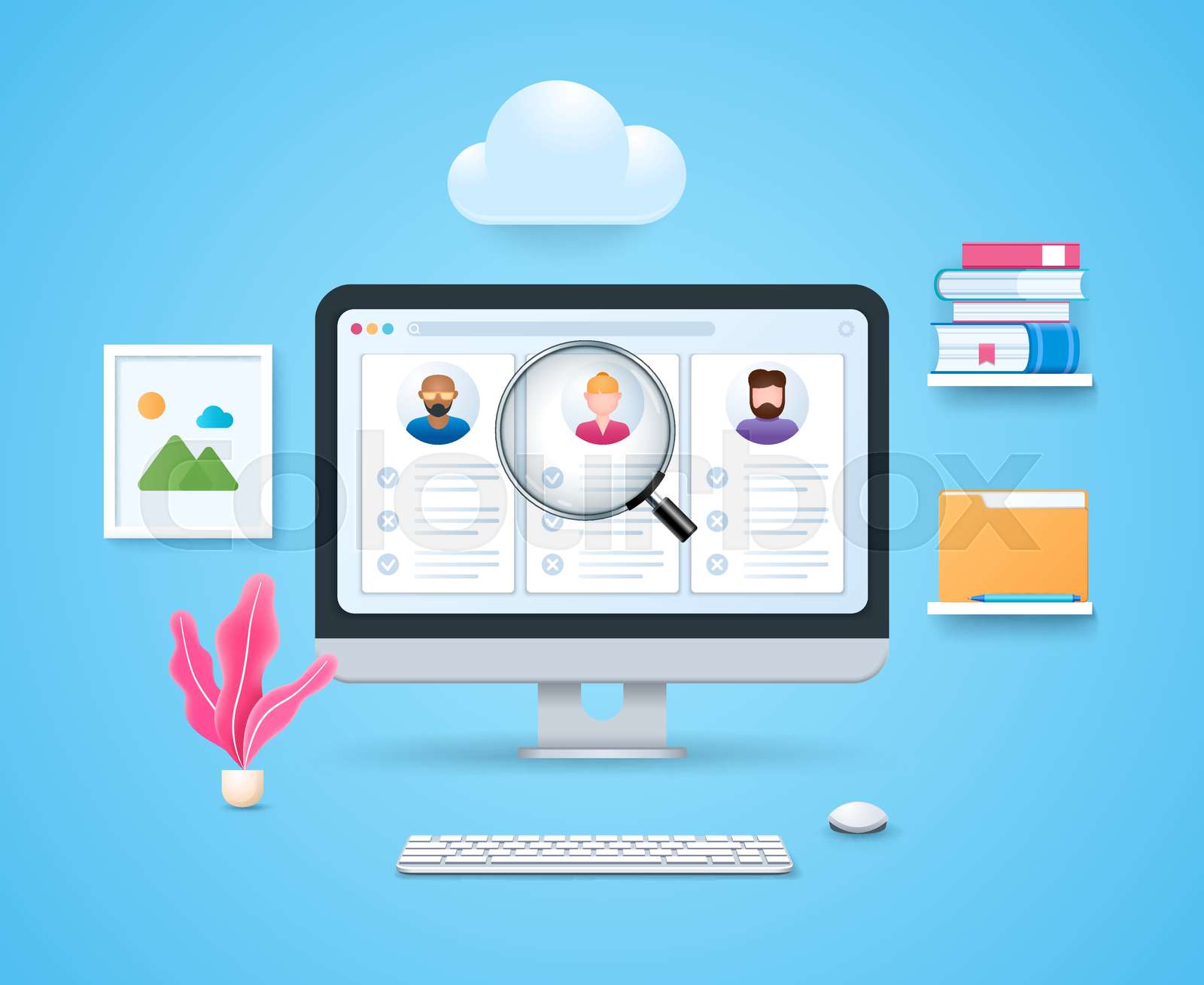 Hiring and human resource management in 3D style | Stock vector | Colourbox