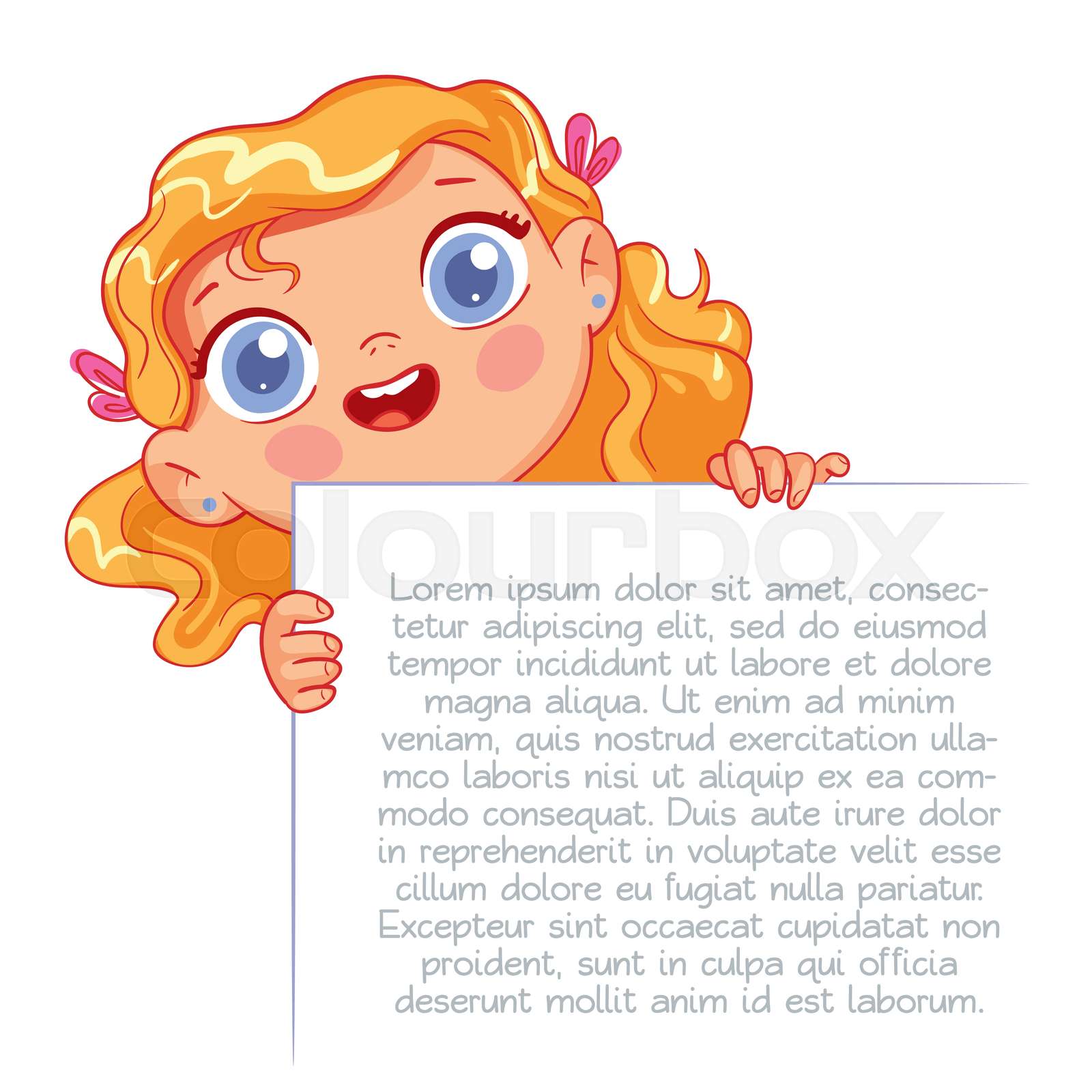 Girl holds the poster. Template for advertising brochure | Stock vector ...
