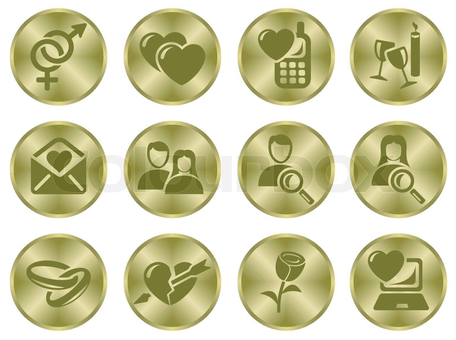 Love and dating button set | Stock vector | Colourbox