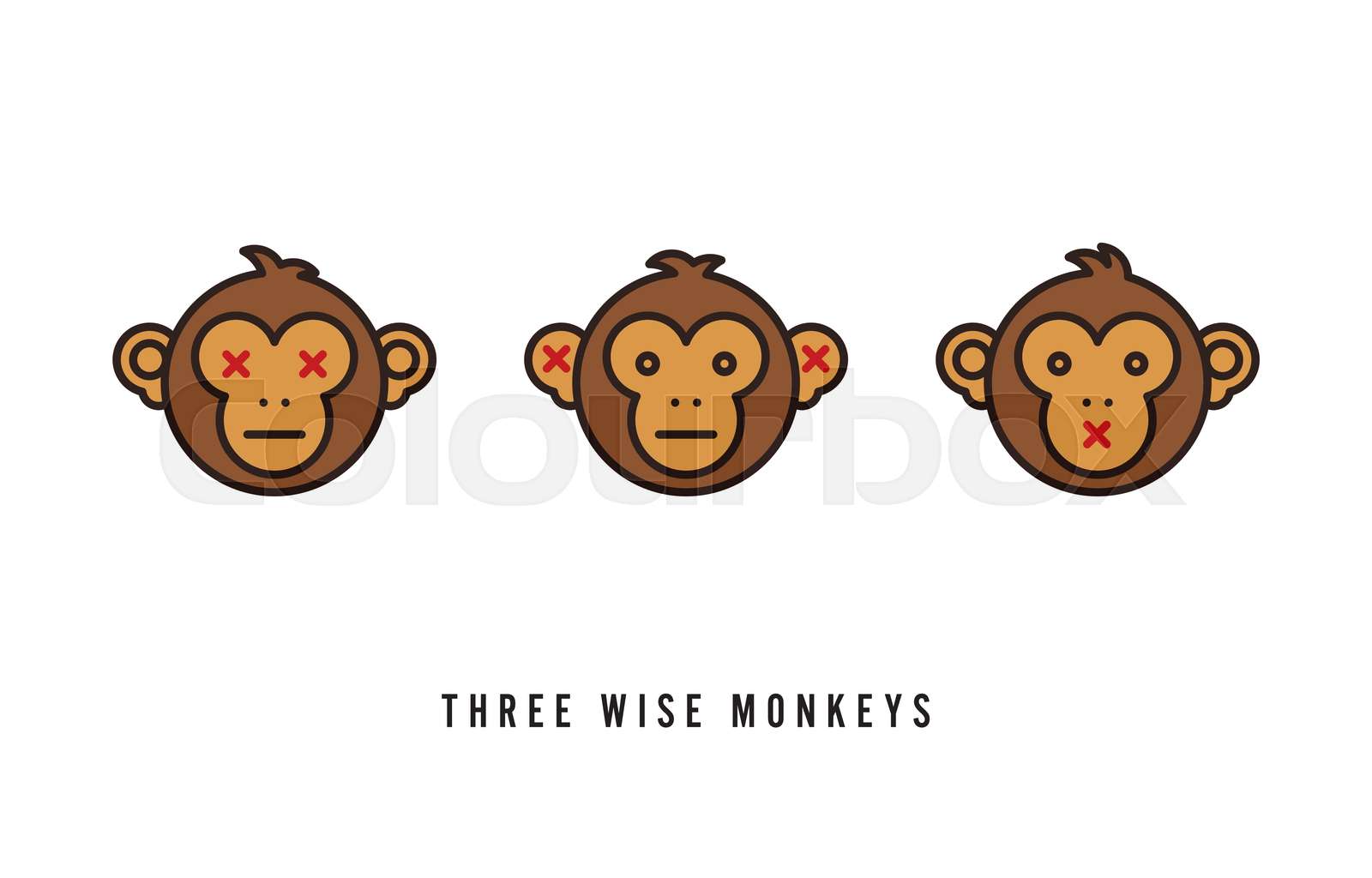 Three Wise Monkeys minimalist vector illustration | Stock vector ...