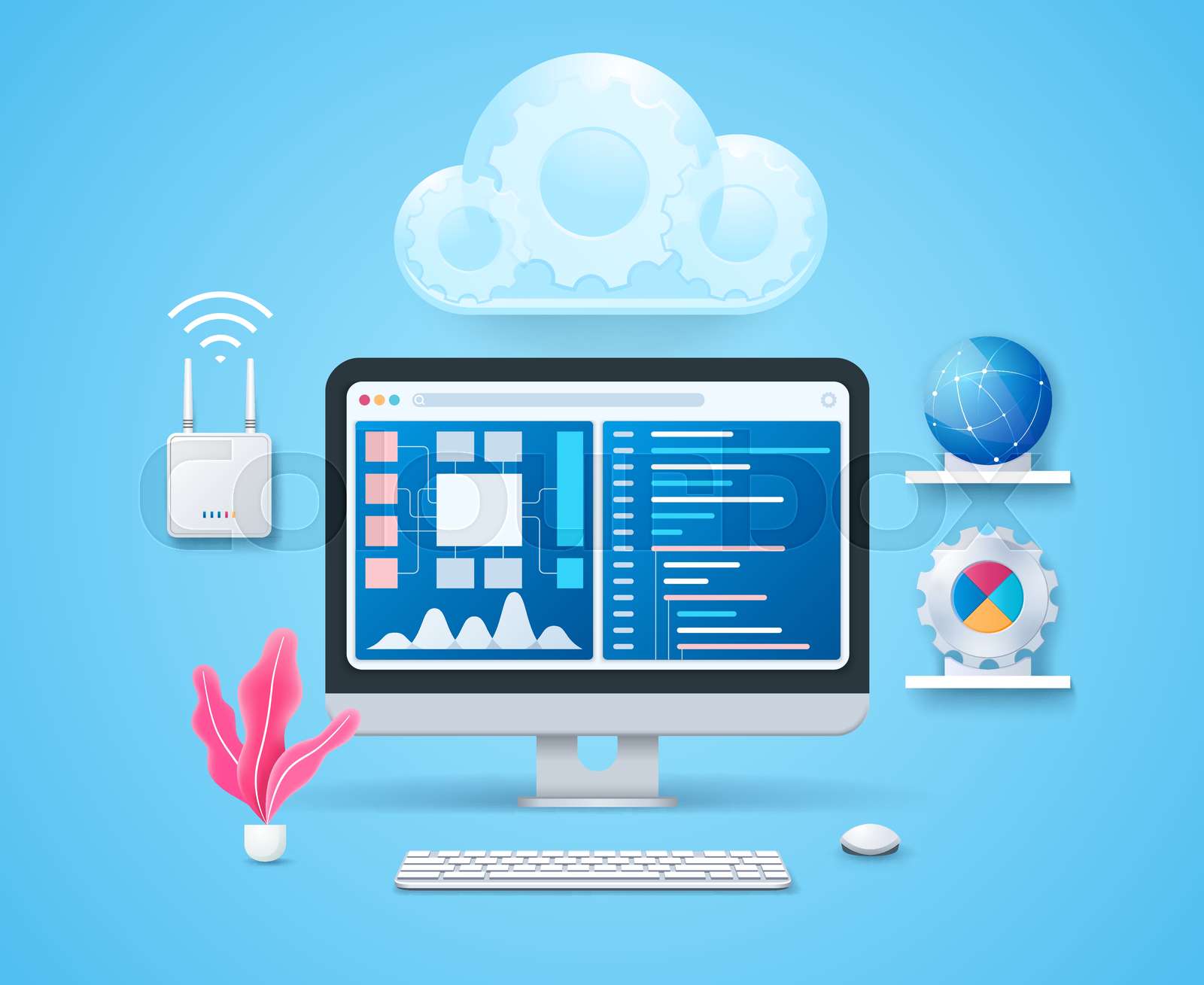 Cloud computing concept in 3D style | Stock vector | Colourbox