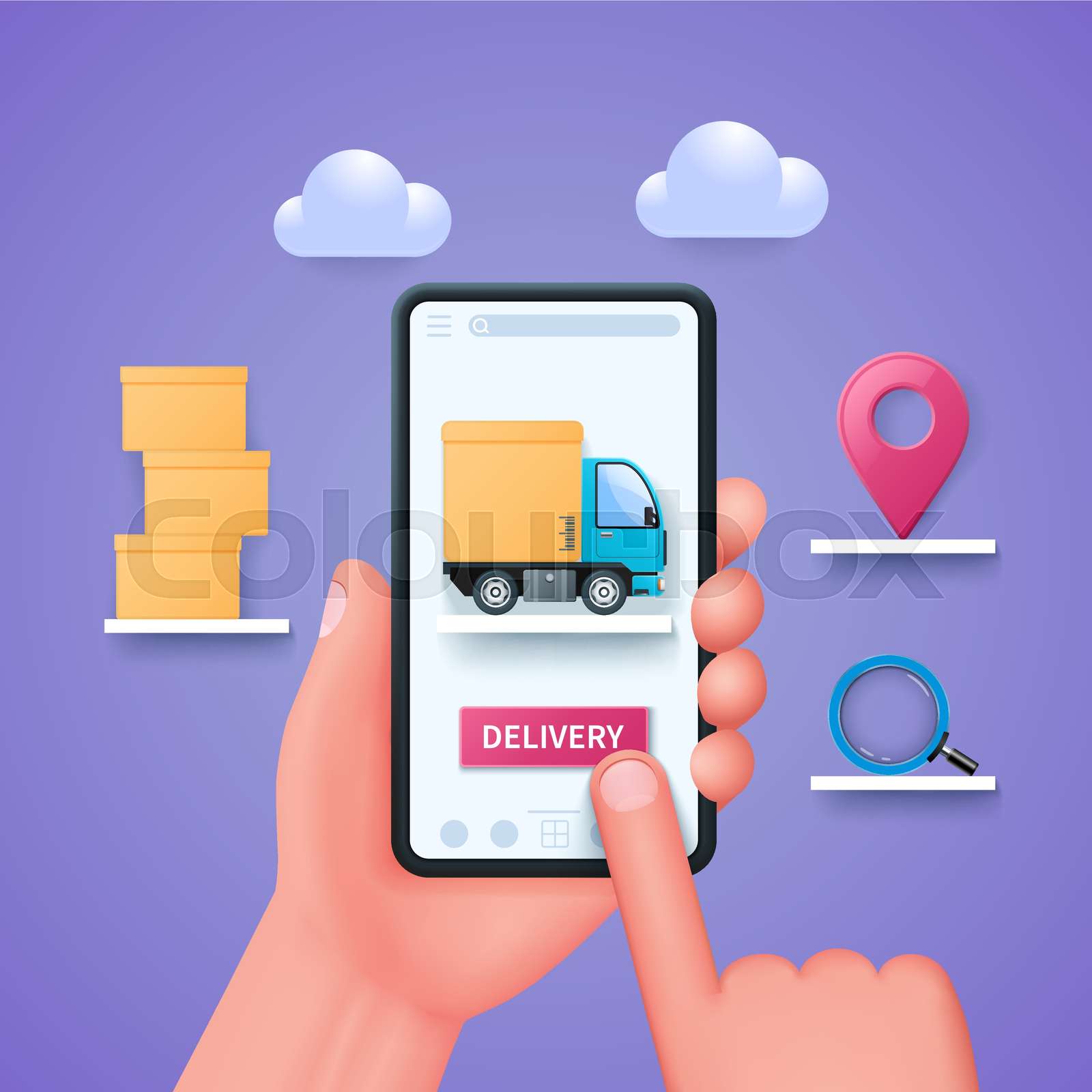 Delivery app concept illustrations in 3D style | Stock vector | Colourbox