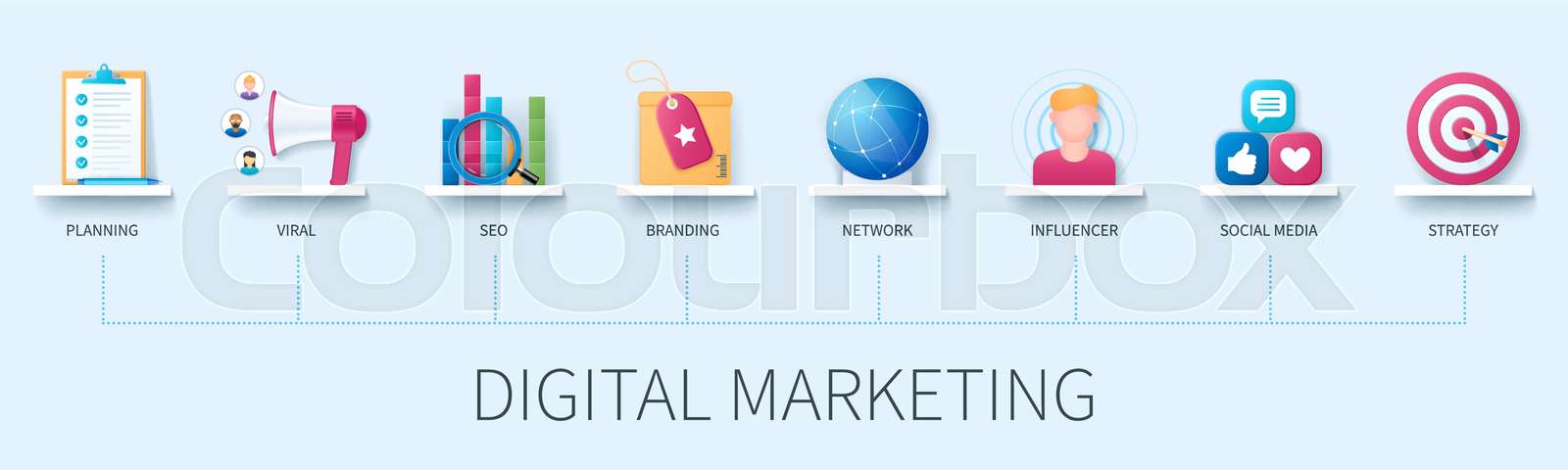 Digital marketing vector infographic in 3D style | Stock vector | Colourbox