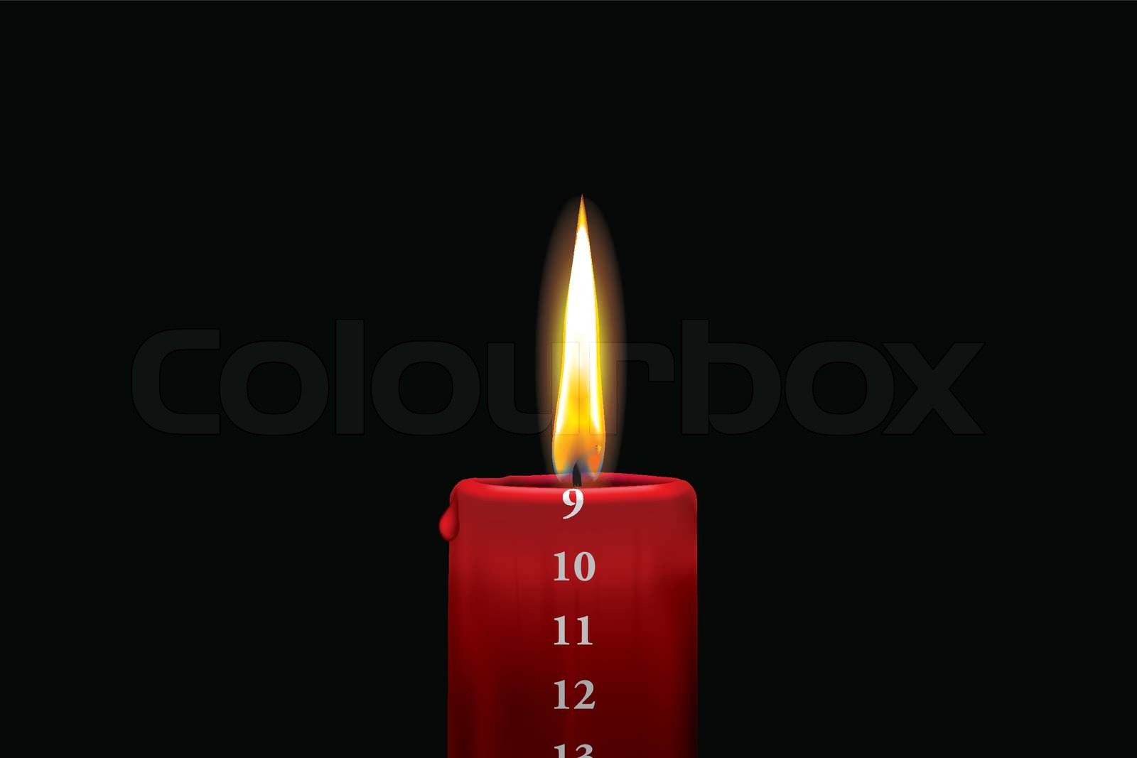 Red advent candle - december 9th | Stock vector | Colourbox