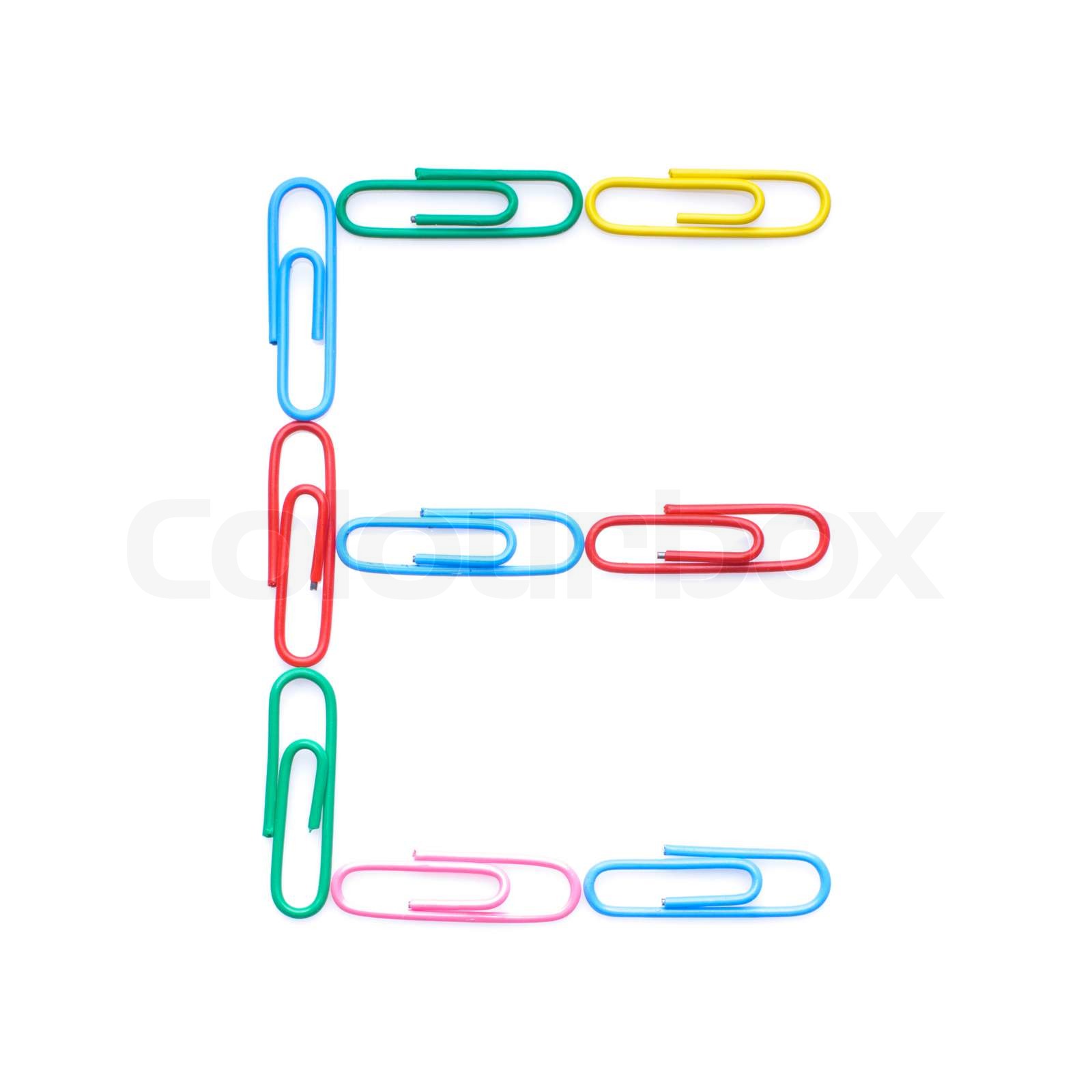 Letter E made with clips | Stock image | Colourbox