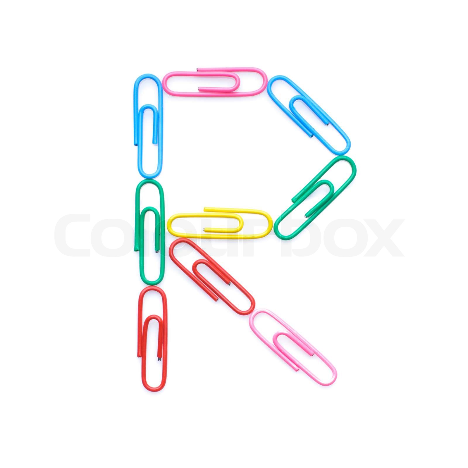 Letter R made with clips | Stock image | Colourbox