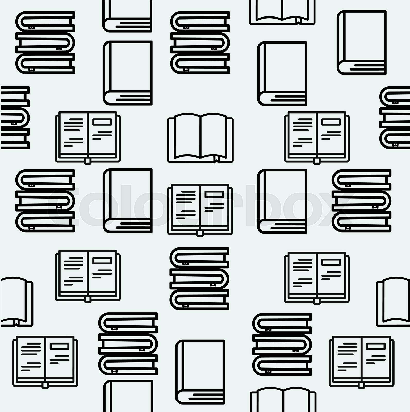 books outline flat seamless pattern | Stock vector | Colourbox