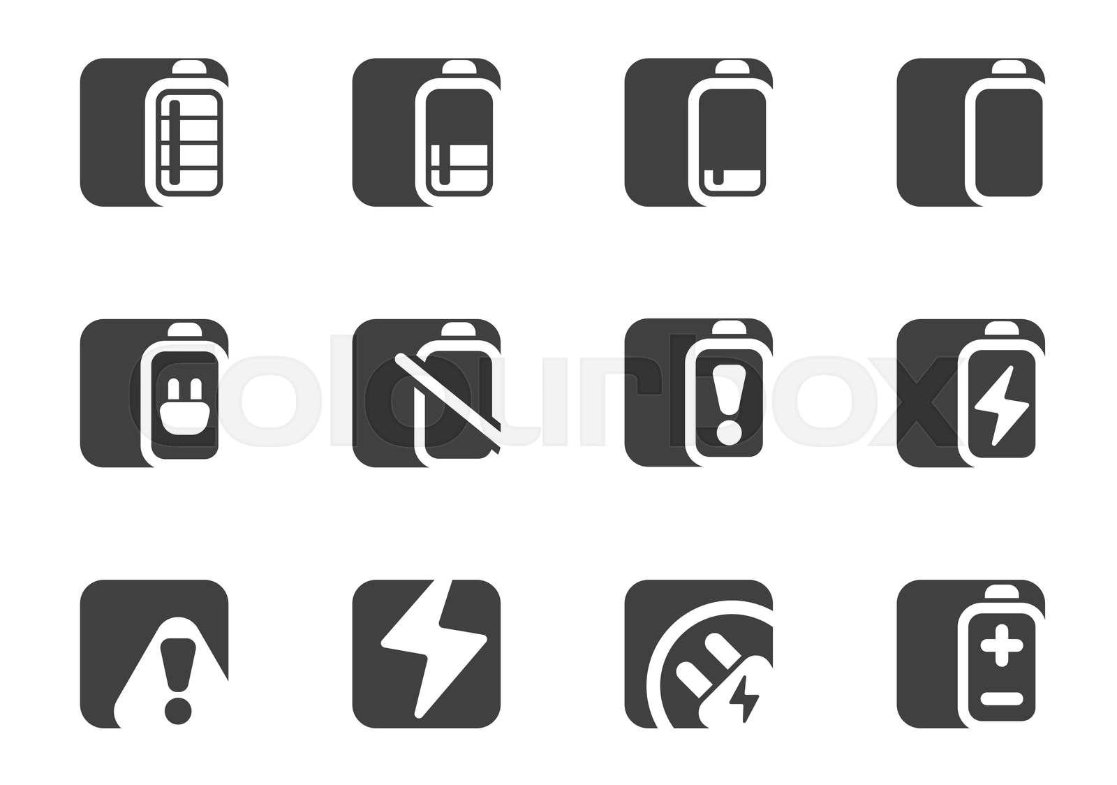 Battery icons set | Stock vector | Colourbox