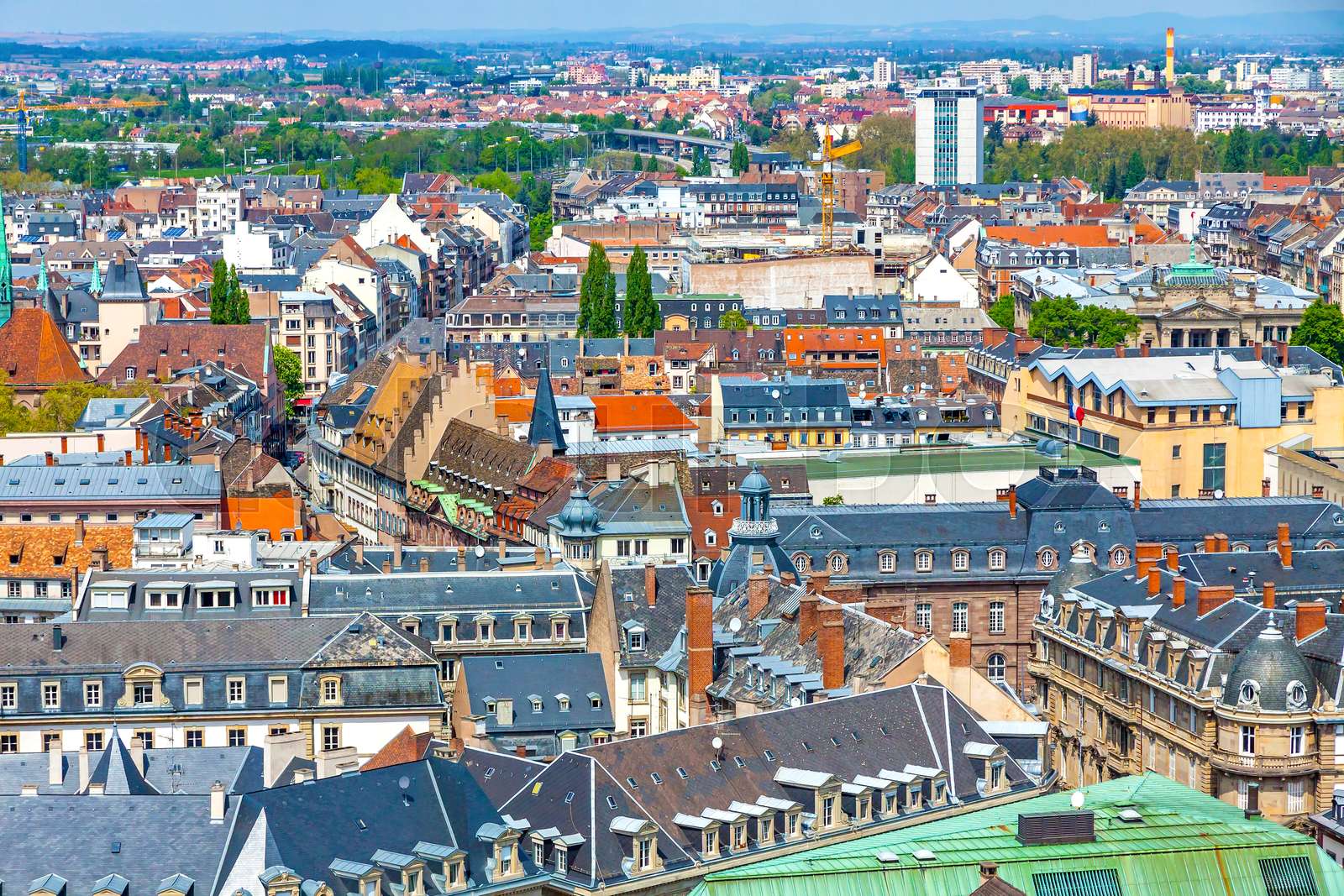 Skyline aerial view of Strasbourg old town, France | Stock image ...