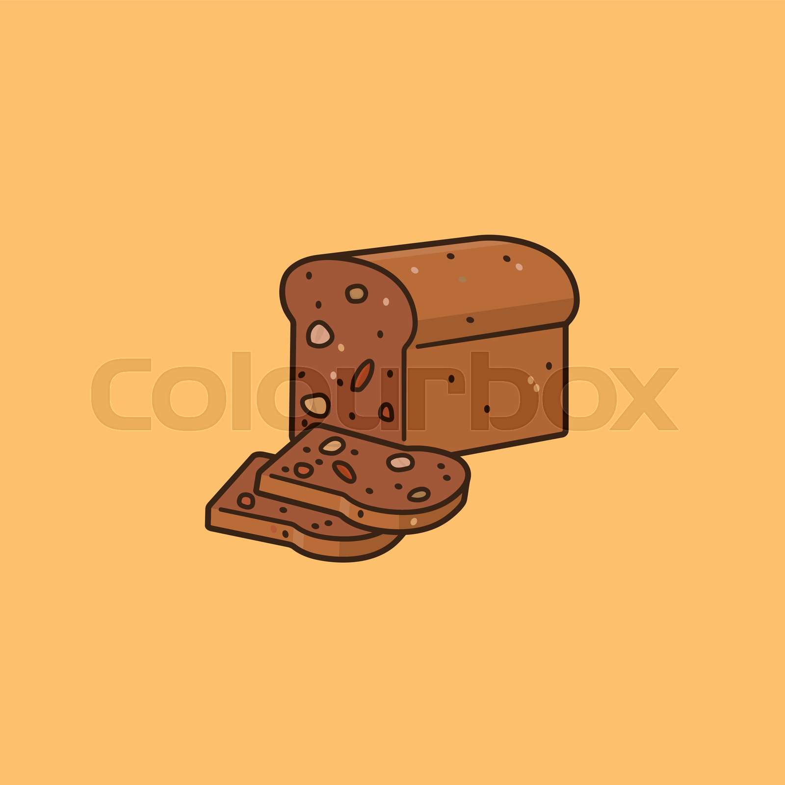 Loaf and slices of Date Nut Bread vector illustration | Stock vector ...
