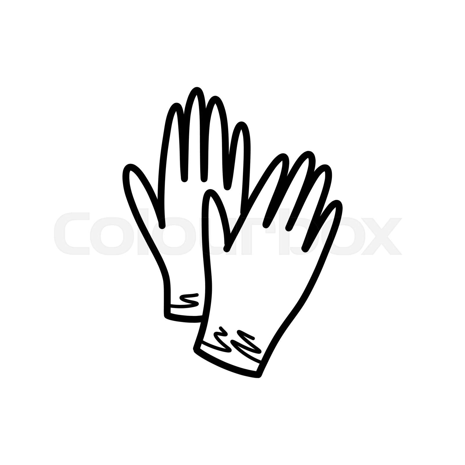 medical gloves doodle icon, vector color line illustration | Stock vector | Colourbox