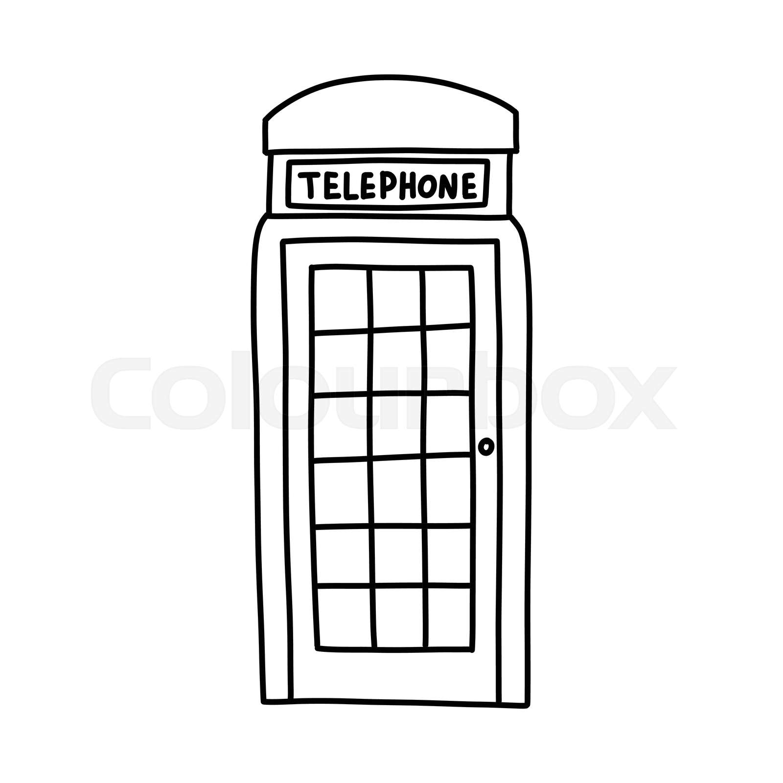 English telephone booth doodle icon, vector color line illustration ...