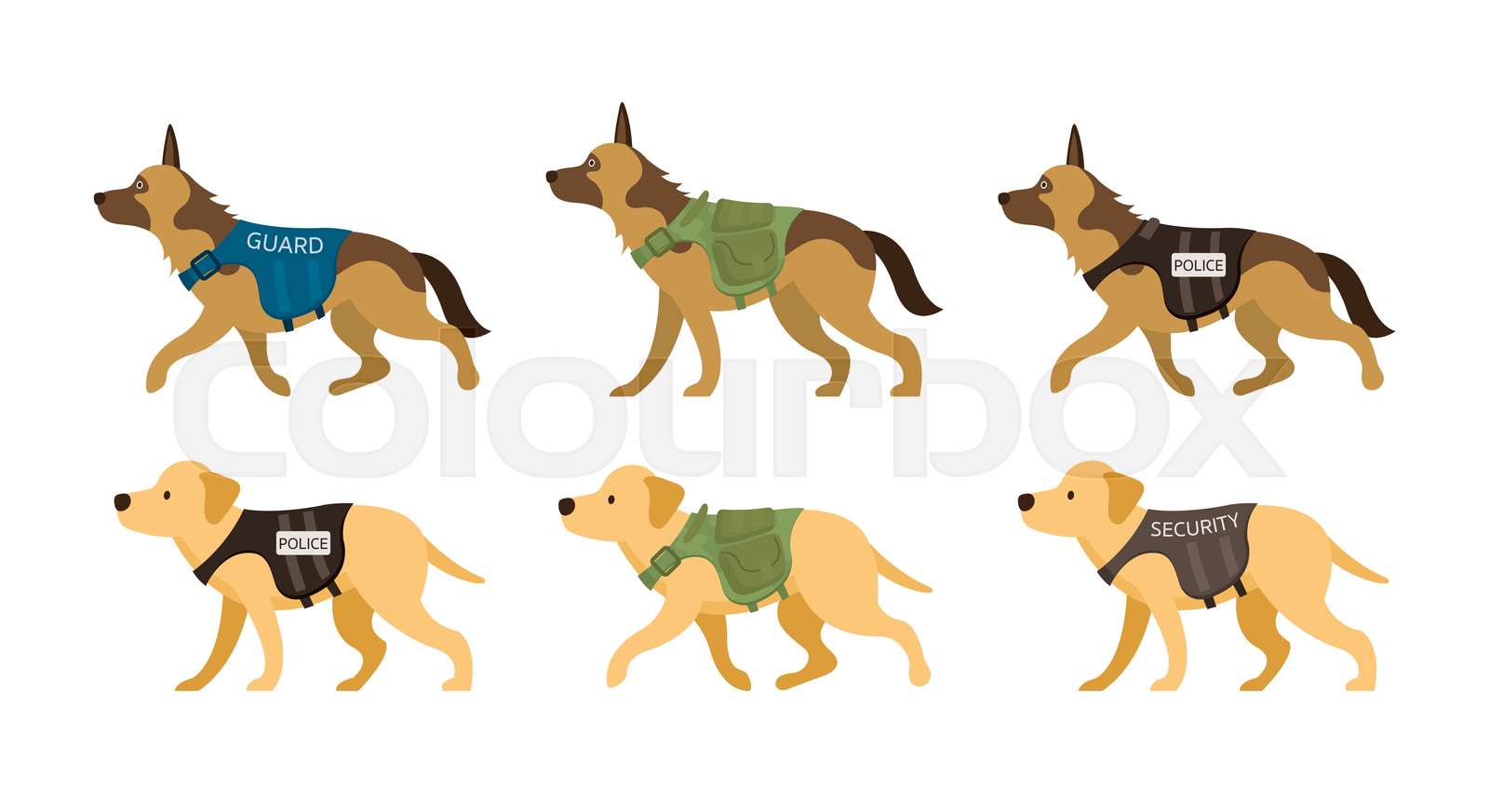 K9, Police, Military, Guard, Security Dogs | Stock vector | Colourbox