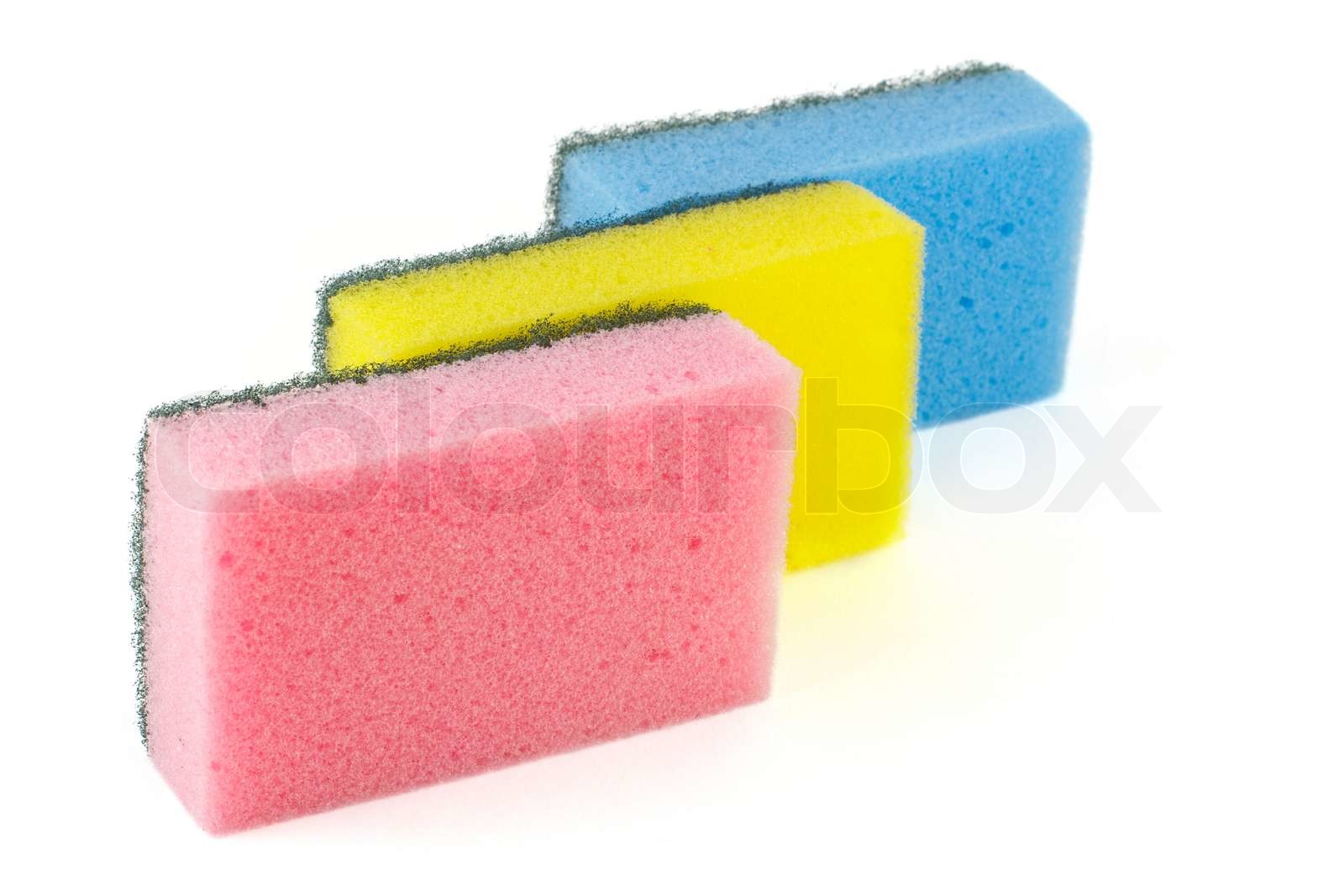 Three sponges for washing dishes isolated on white | Stock image ...