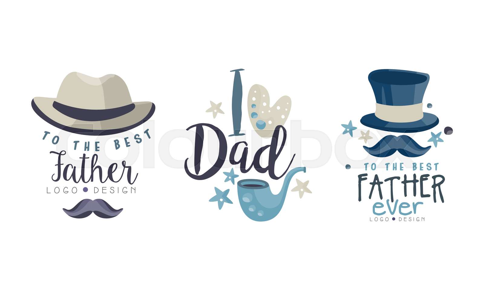To the Best Father Logo Design Set, I love Dad Hand Drawn Labels Vector ...