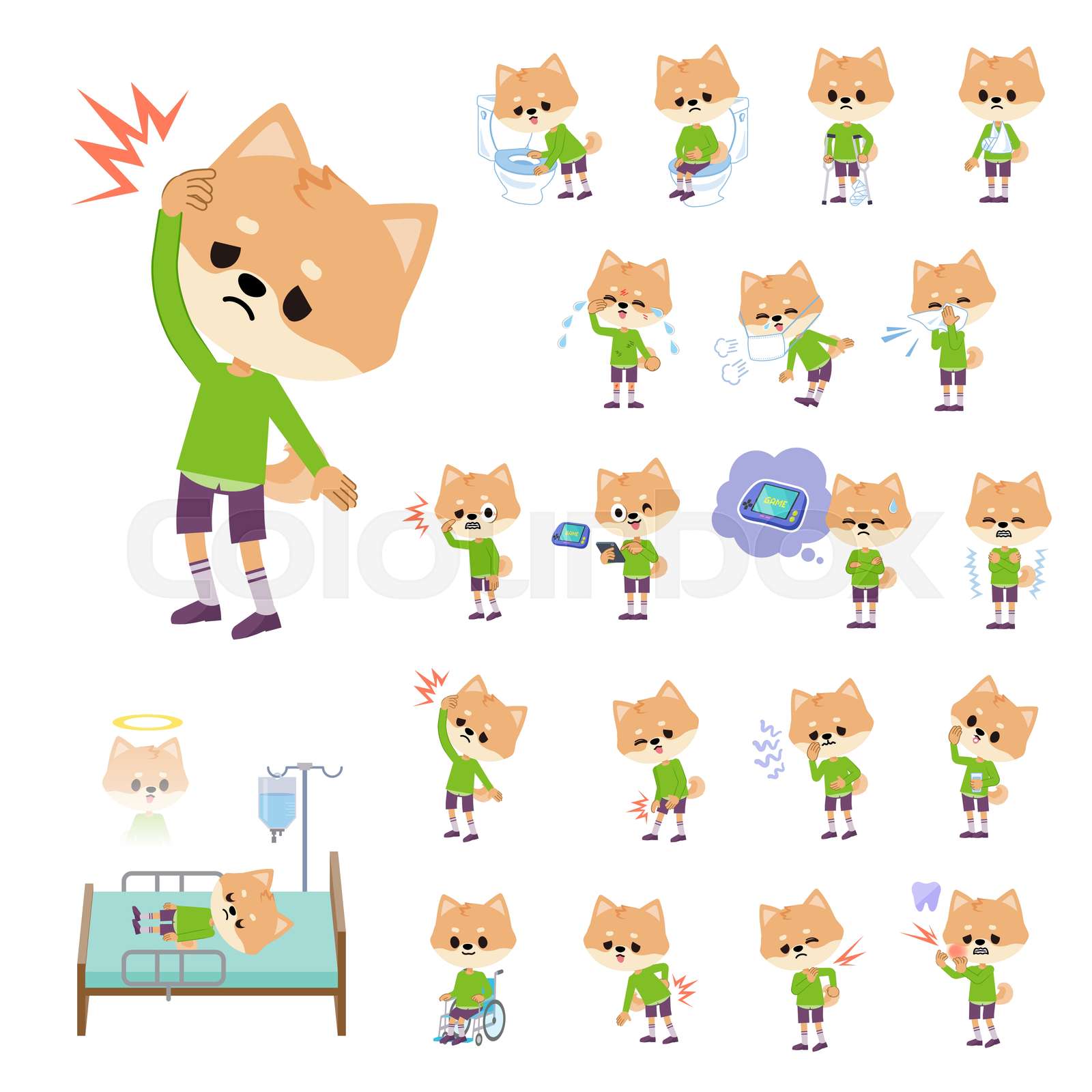 A set of Dog boy with injury and illness | Stock vector | Colourbox