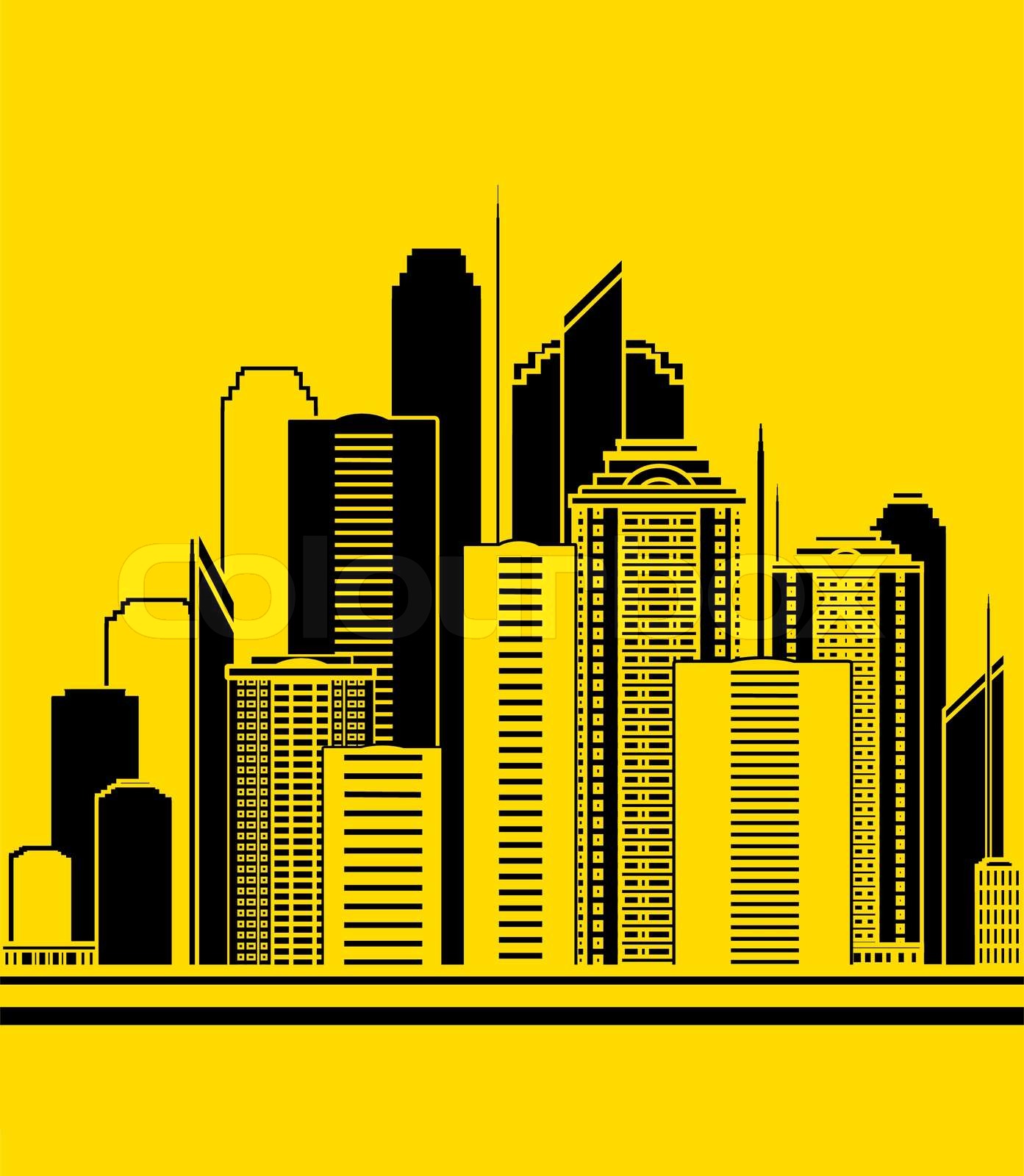 yellow urban construction background with high skyscrapers | Stock ...