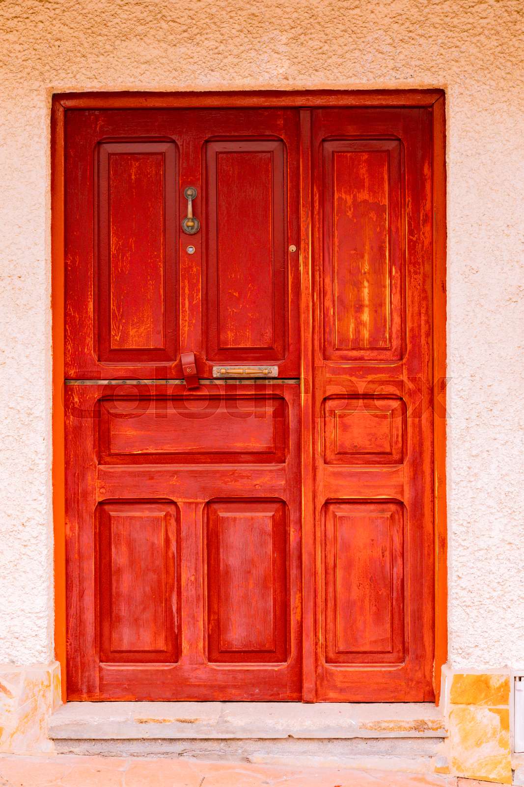 Vintage wooden red door | Stock image | Colourbox