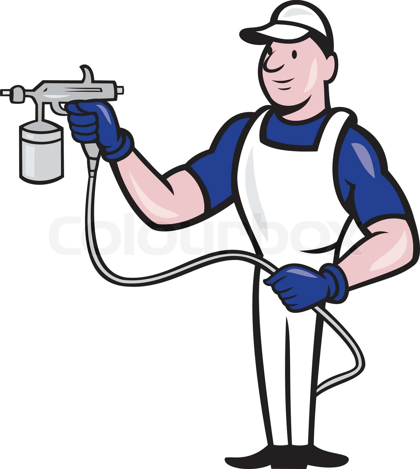 Spray Painter Spraying Gun Cartoon | Stock vector | Colourbox