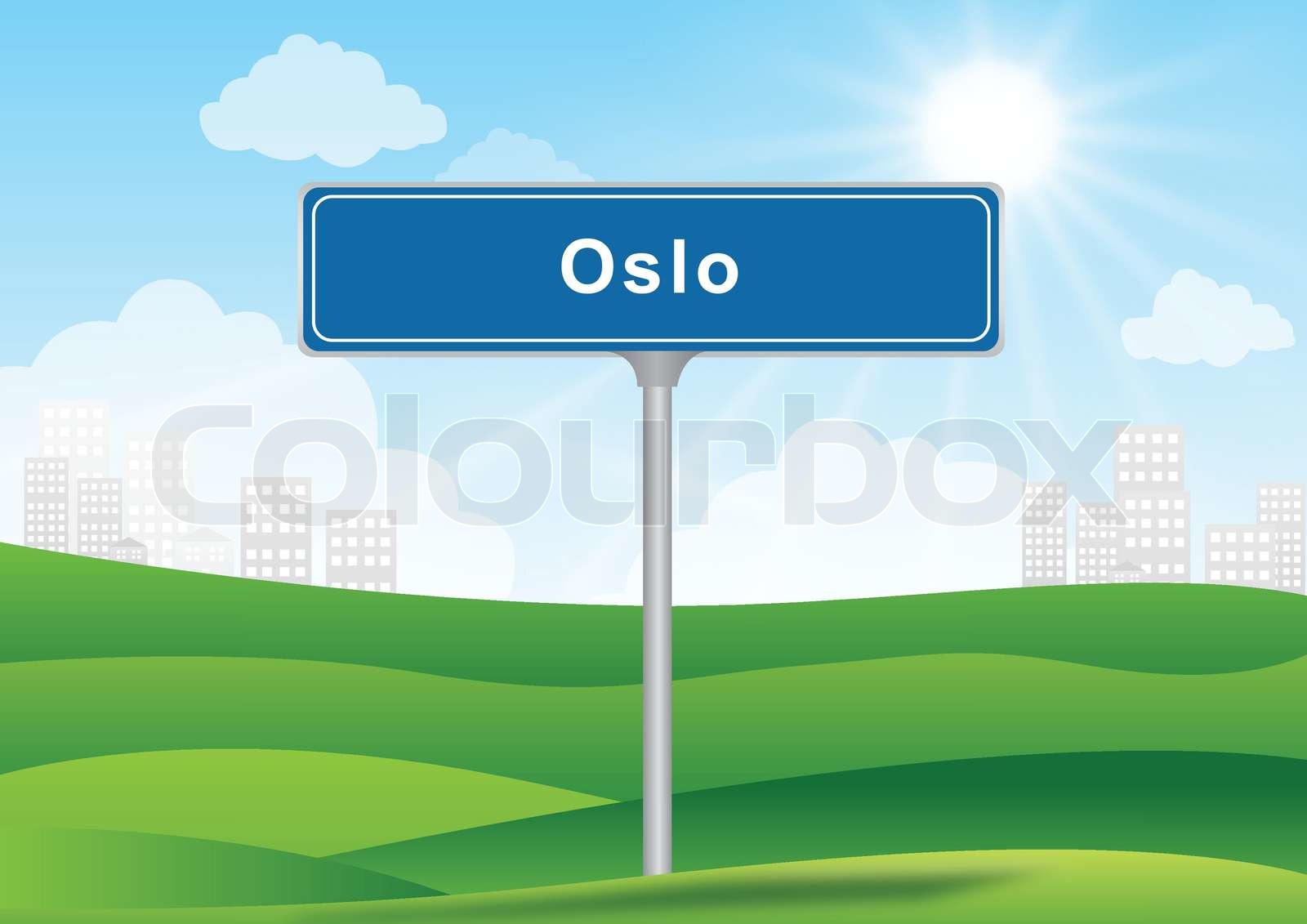 Oslo city sign on a field | Stock vector | Colourbox
