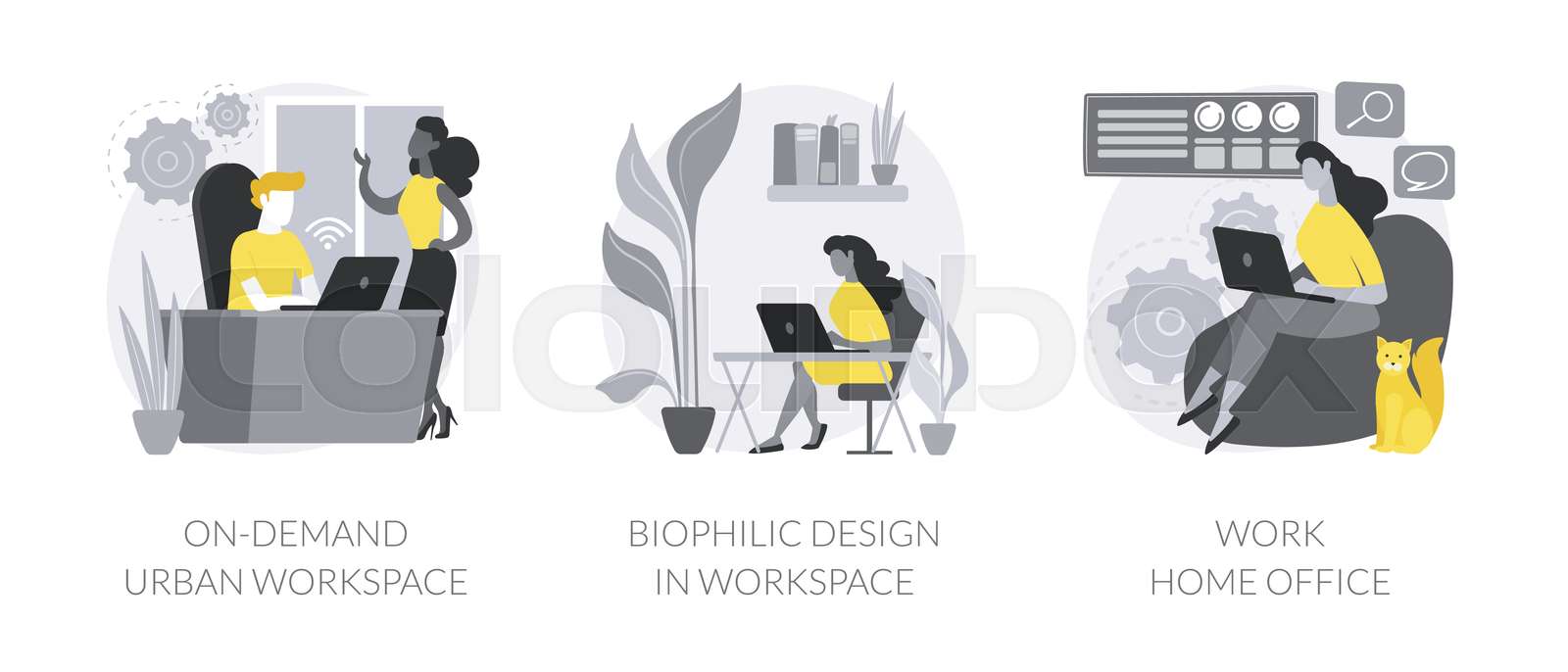 Workplace organization abstract concept vector illustrations. | Stock ...