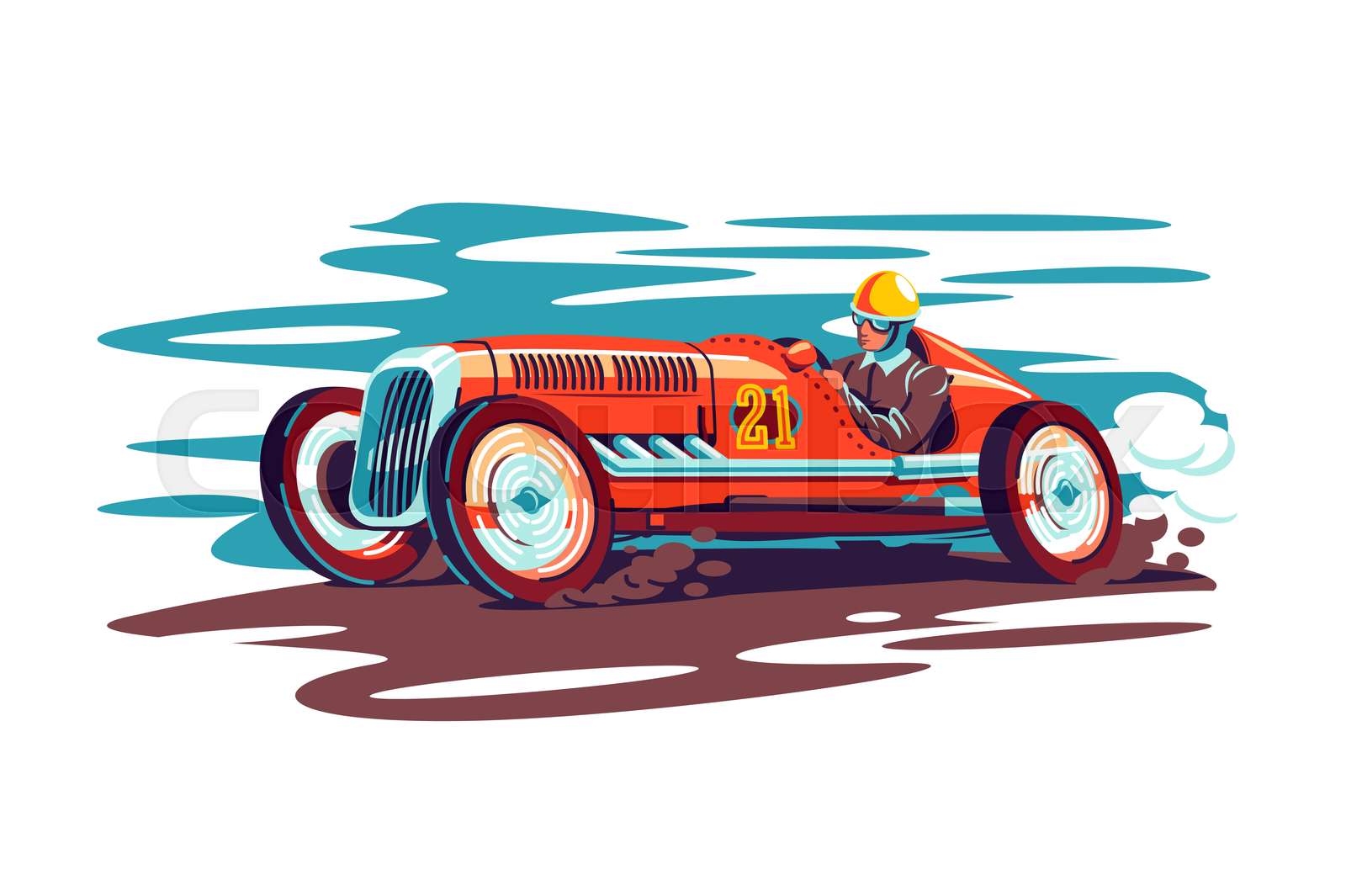 Man driver in red race car | Stock vector | Colourbox