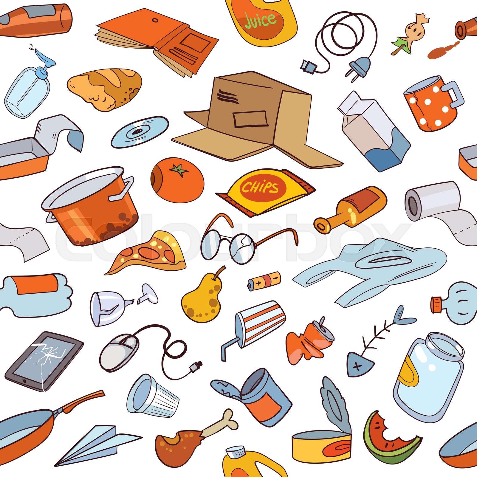 Garbage. Trash. Seamless pattern. Vector illustration | Stock vector ...